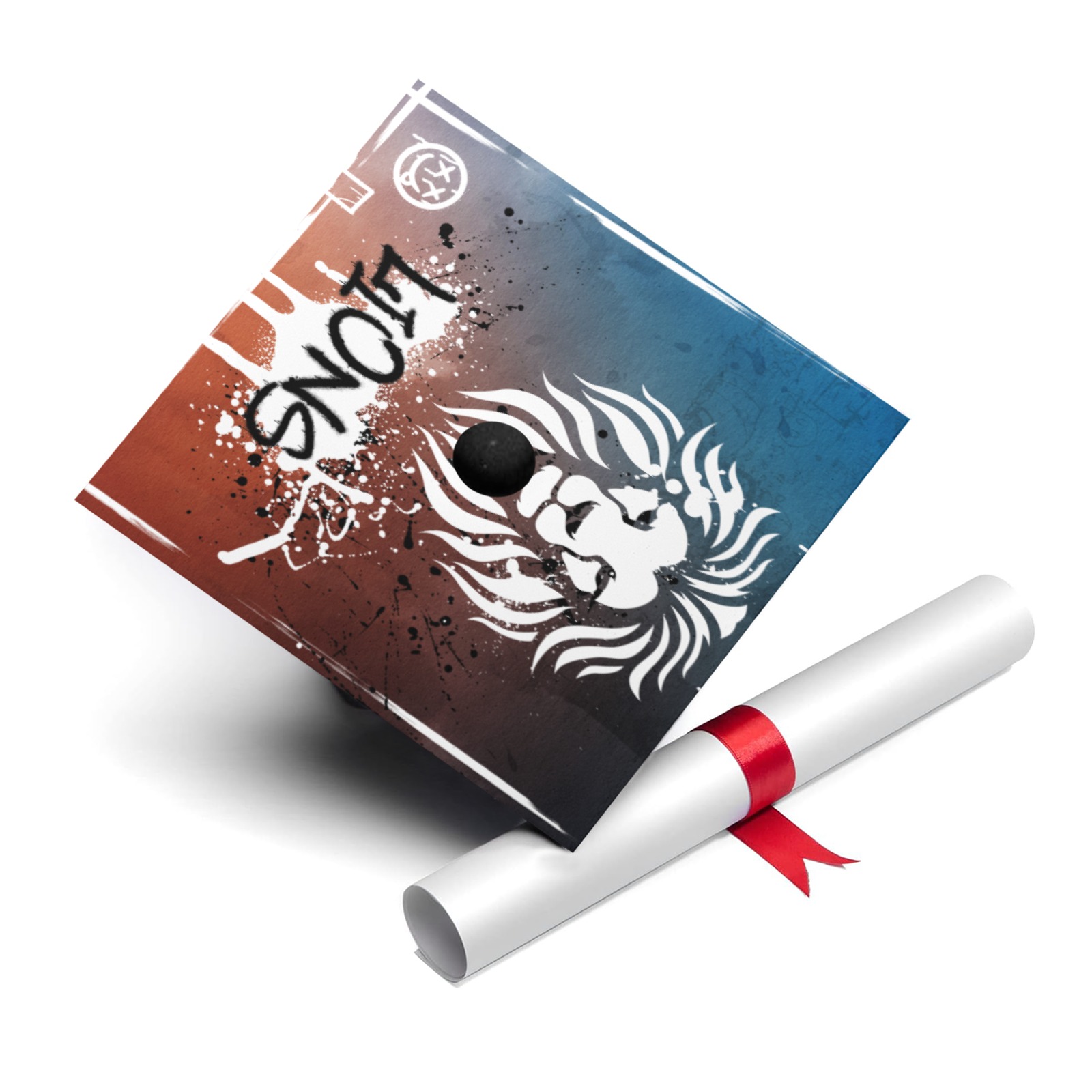 Graffiti Lions Grad Cap Topper Graduation Cap Topper | ID: D7279314