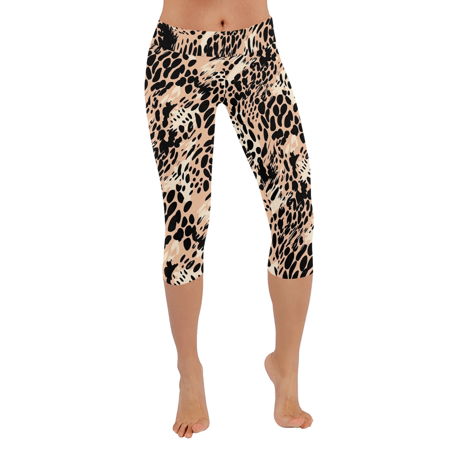 Animal-skin-print_AB95 Women's Low Rise Capri Leggings (Invisible ...