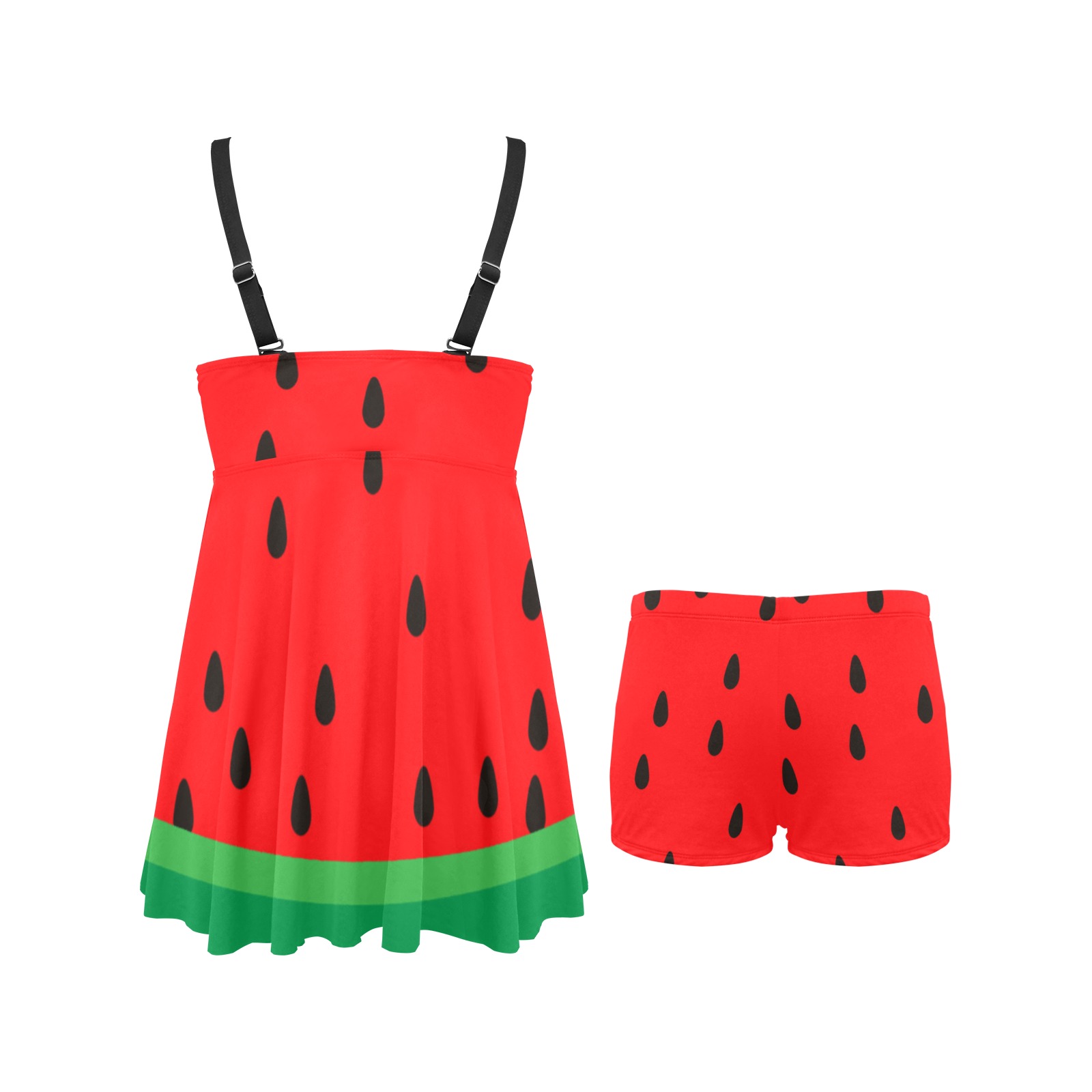 Watermelon Chest Pleat Swim Dress (Model S31) | ID: D6650113