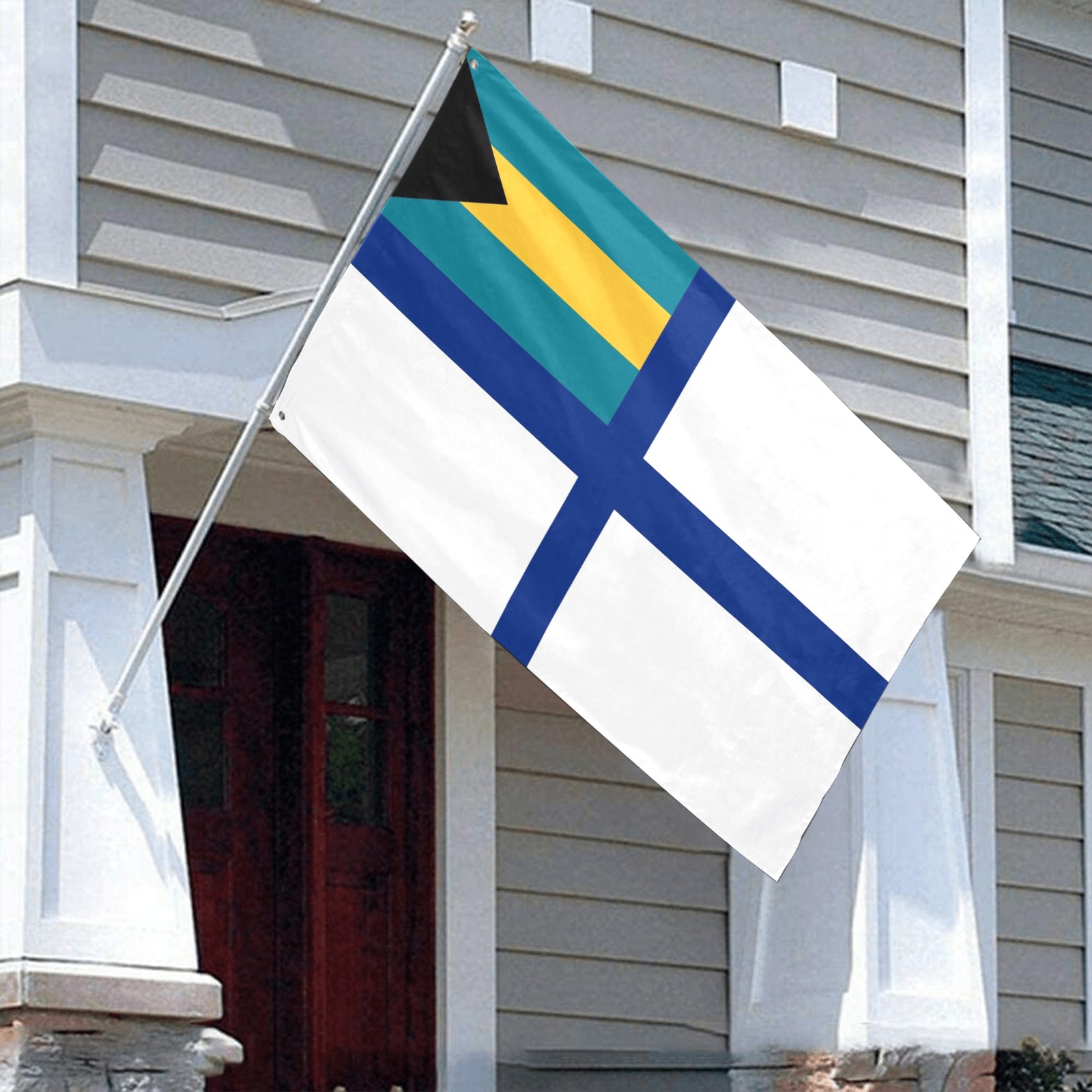 Bahamas Flag Variant White Blue Garden Flag 70"x47" | ID: D5748355