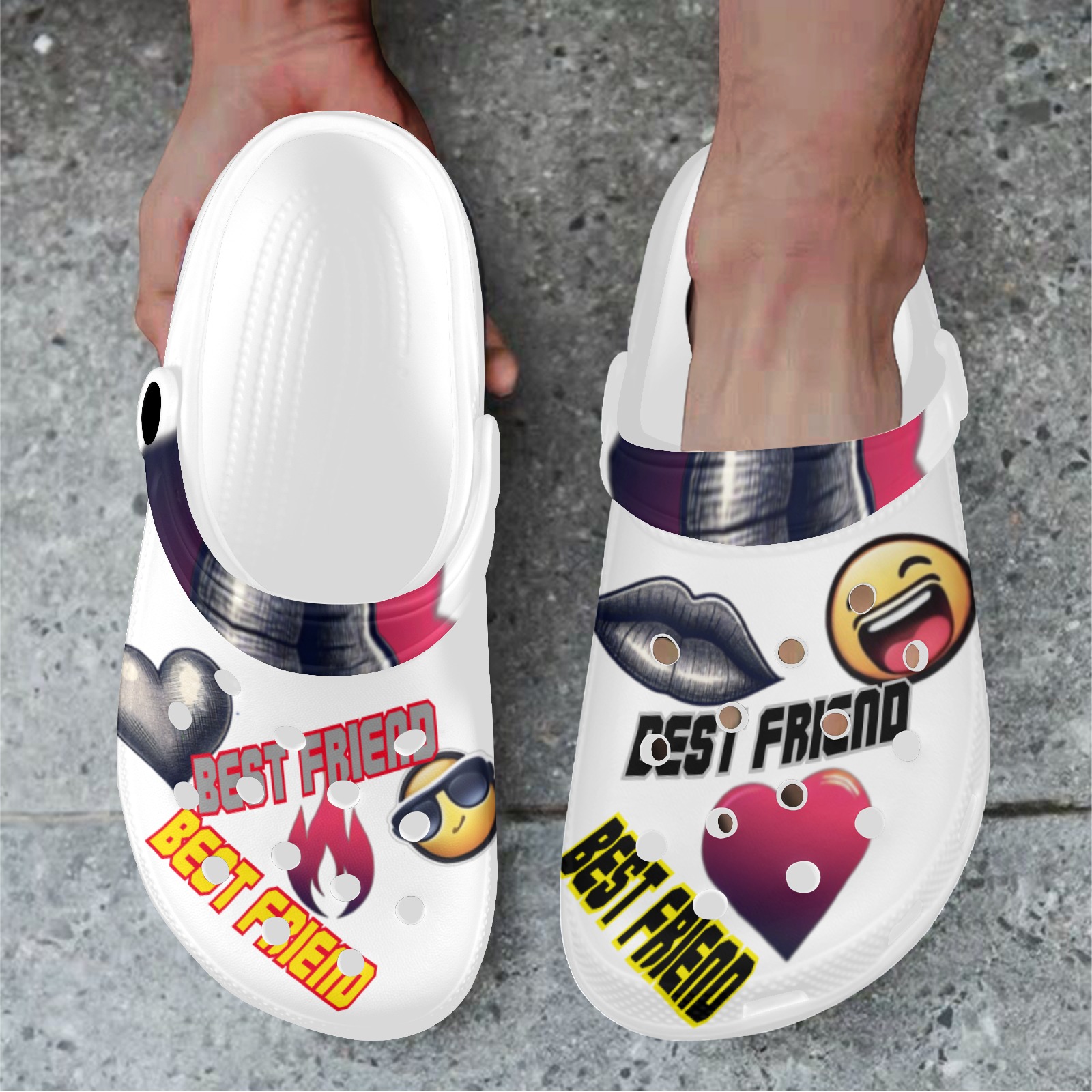 IMG_1635 Best Friend Emoji Clogs Custom Print Foam Clogs for Adults ...