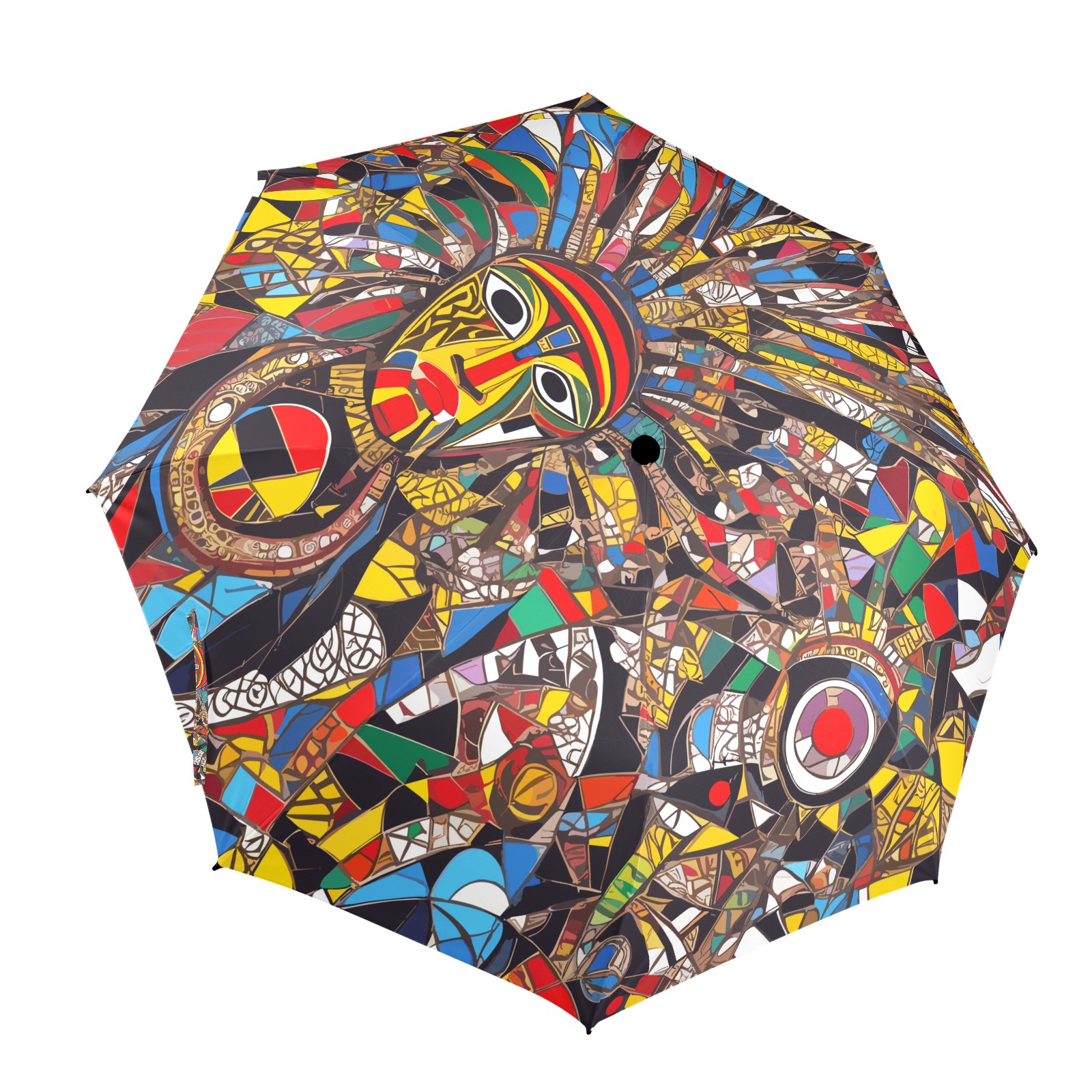 Abstract African mask with feathers colorful art. Semi-Automatic ...