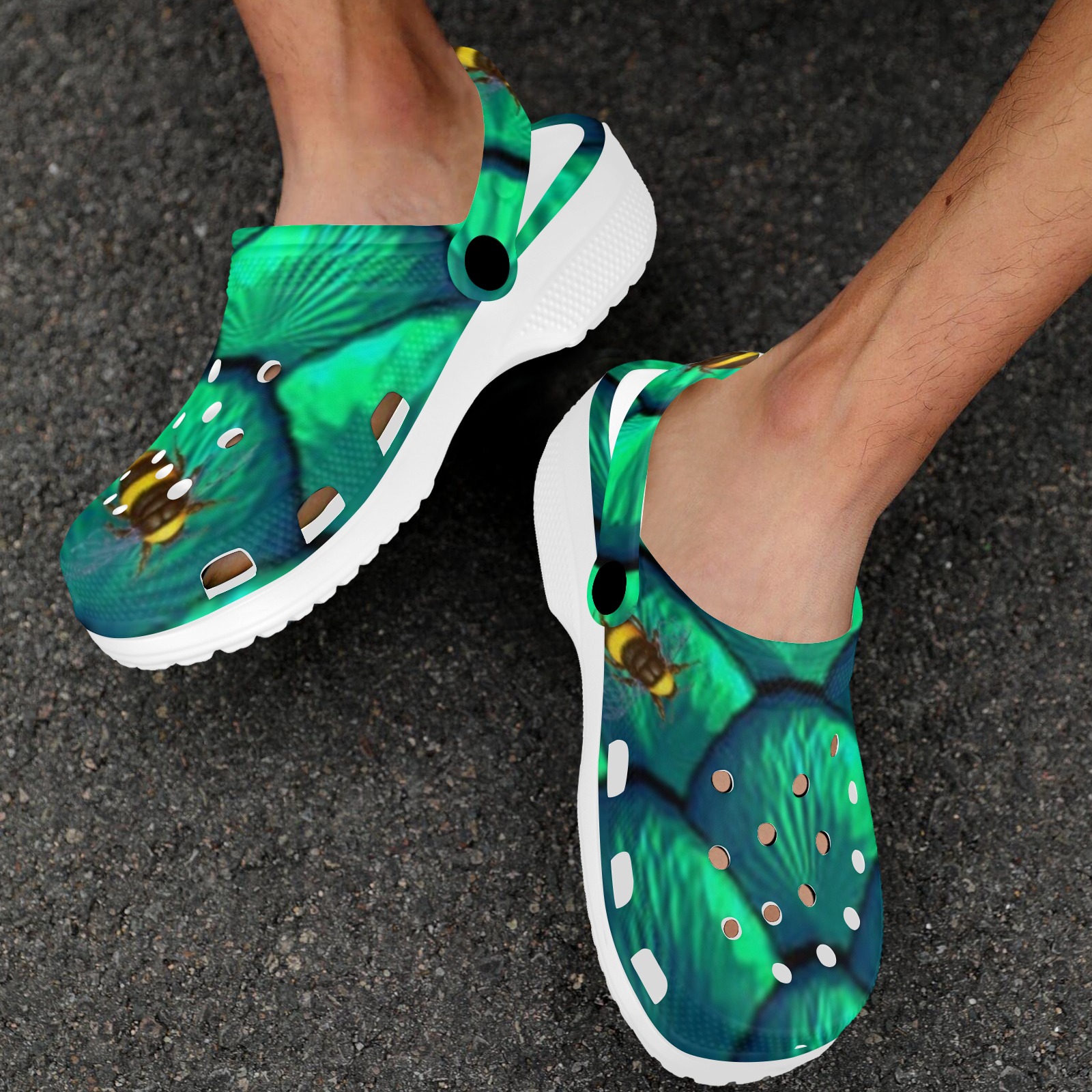 Mermaid Bees Custom Print Foam Clogs for Adults | ID: D6947116