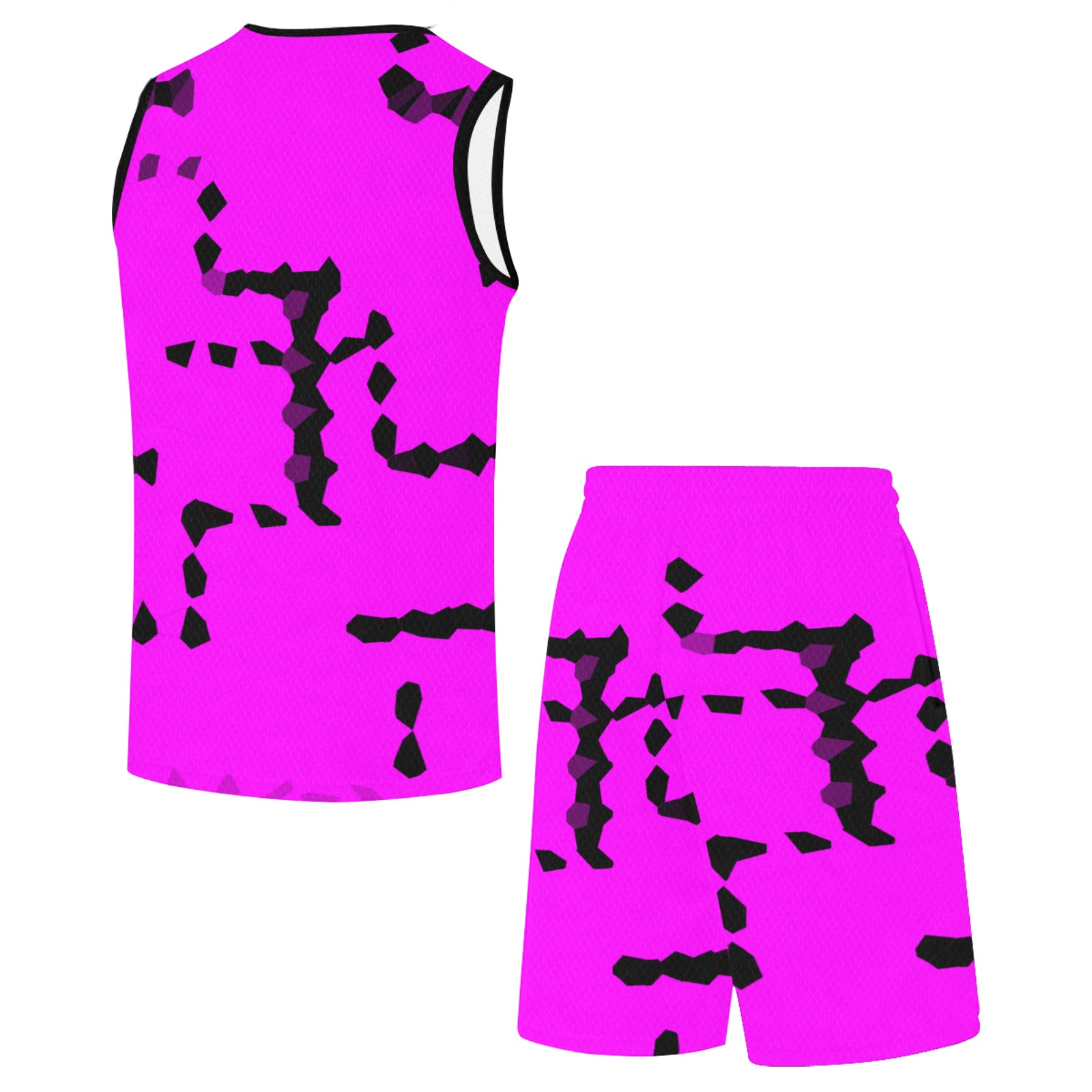 Black Interlocking Crosses Mosaic pink Basketball Uniform with Pocket ...