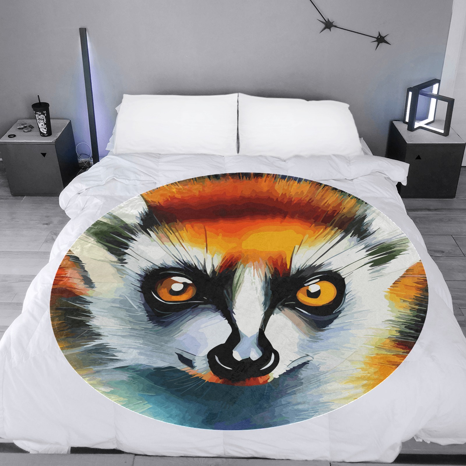 Lemur Funny Colorful Animal Art Circular Ultra-Soft Micro Fleece Blanket 60" | ID: D6918861