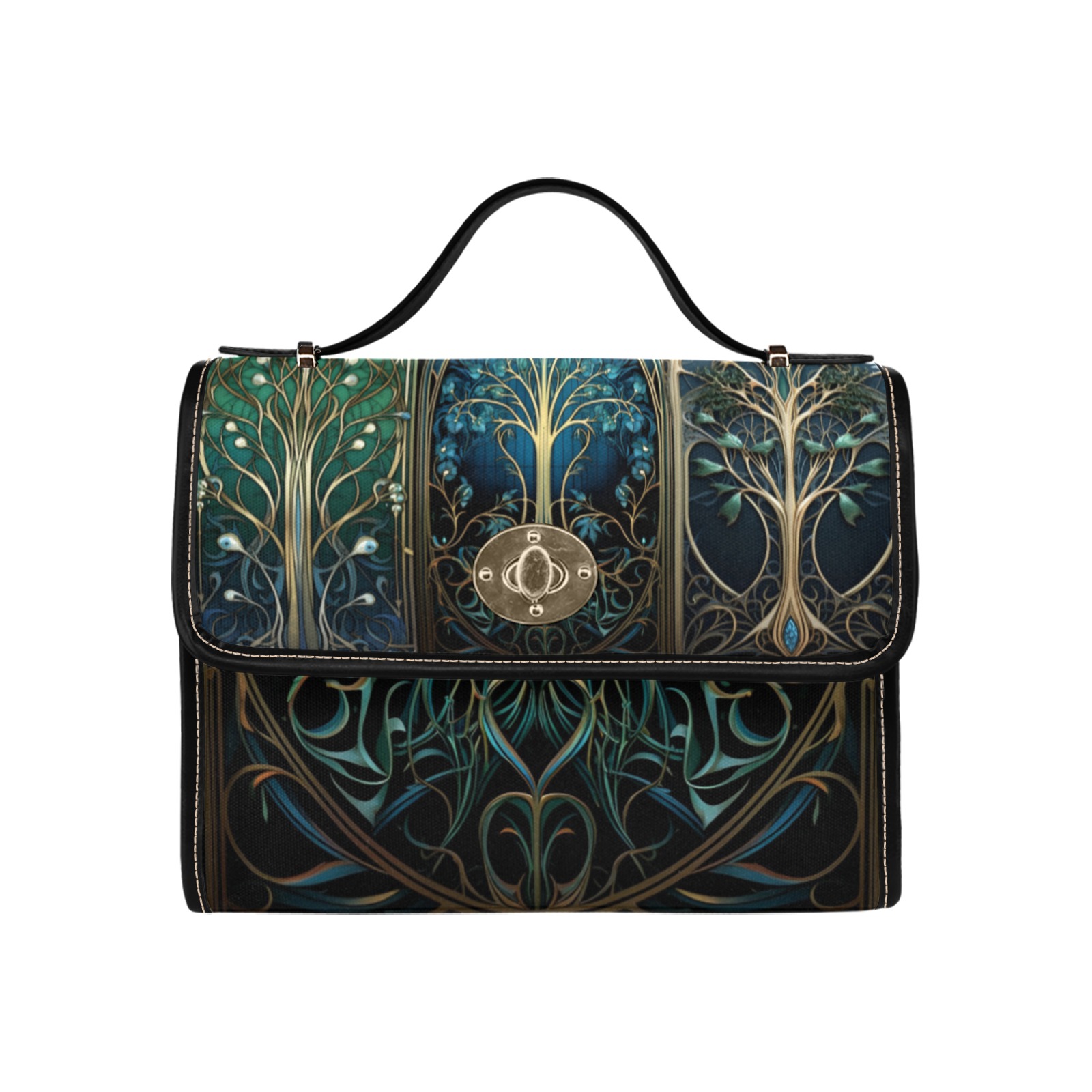 Tree of Life Satchel Bag Waterproof Canvas Bag-Black (All Over Print ...
