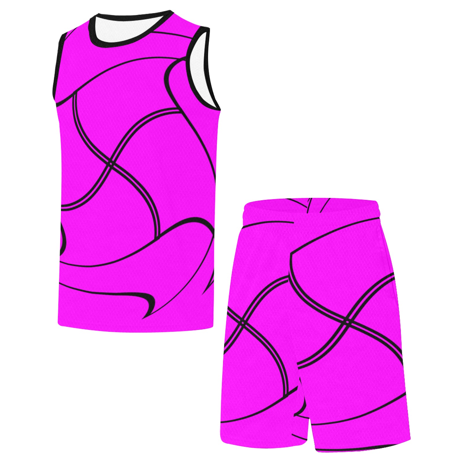 Black Interlocking Squares twirled pink Basketball Uniform with Pocket ...