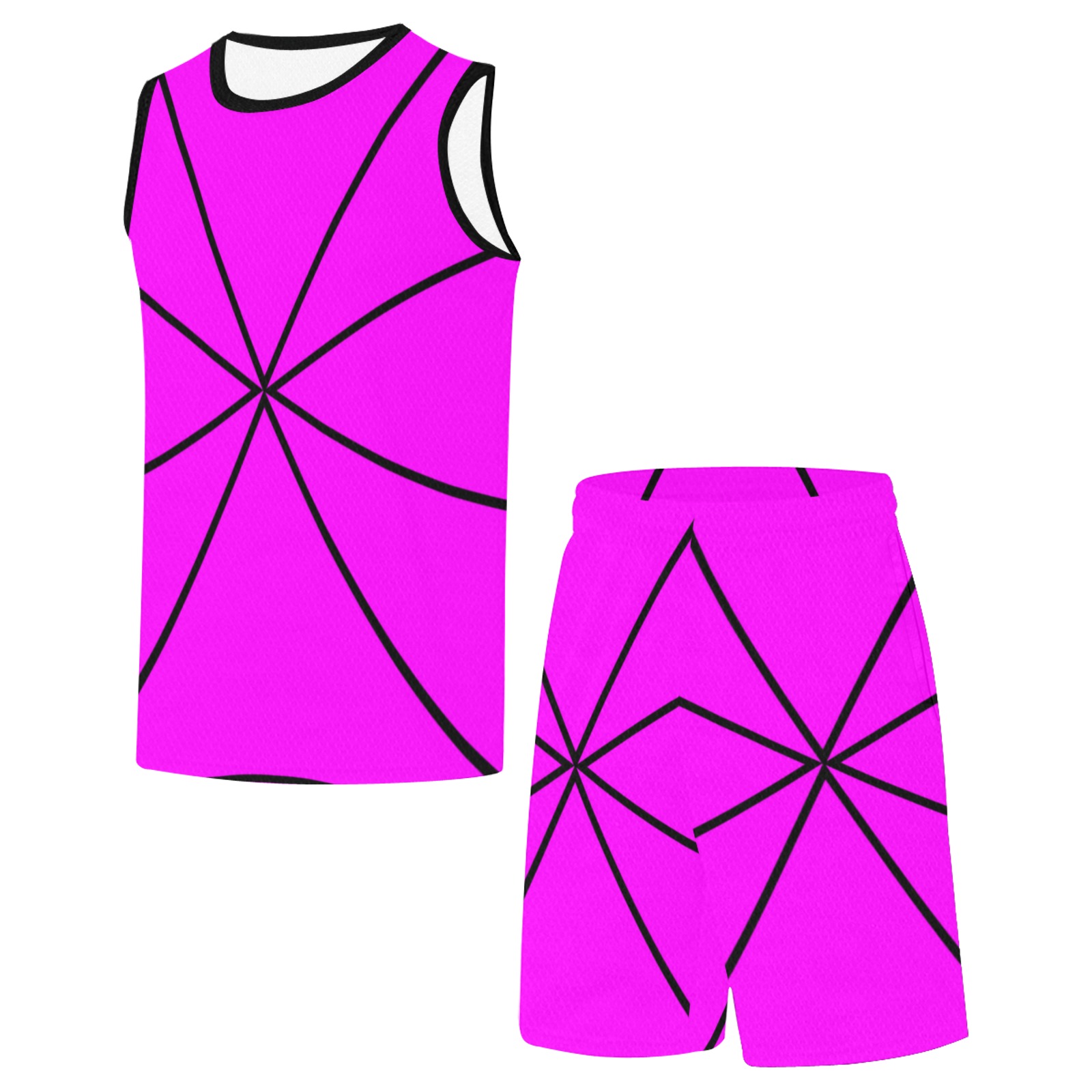 Black Interlocking Triangles Funhouse pink Basketball Uniform with ...