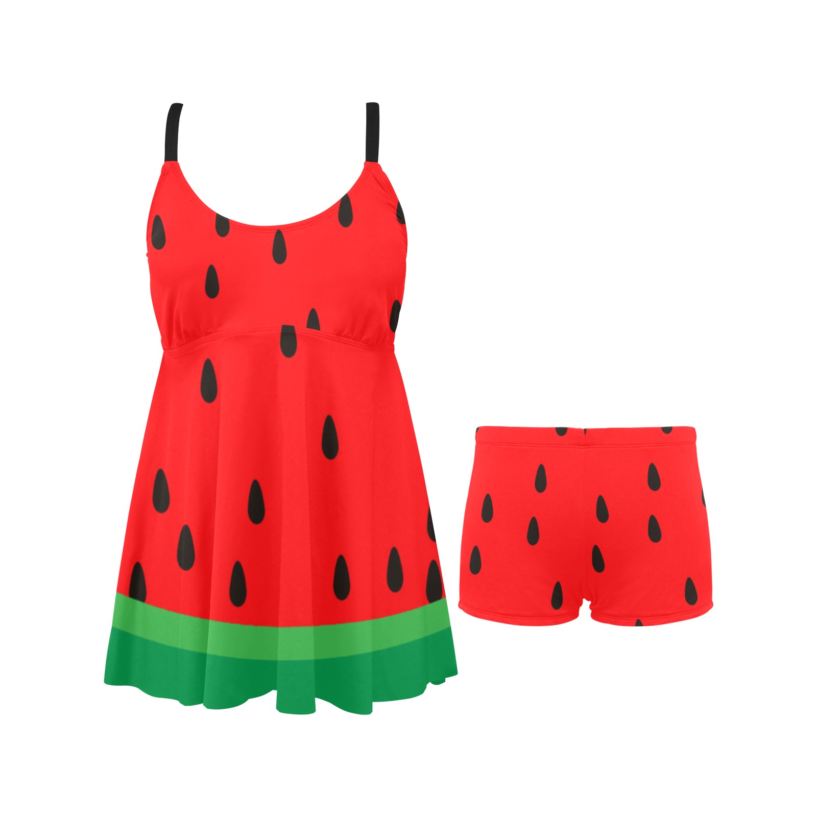 Watermelon Chest Pleat Swim Dress (Model S31) | ID: D6650113