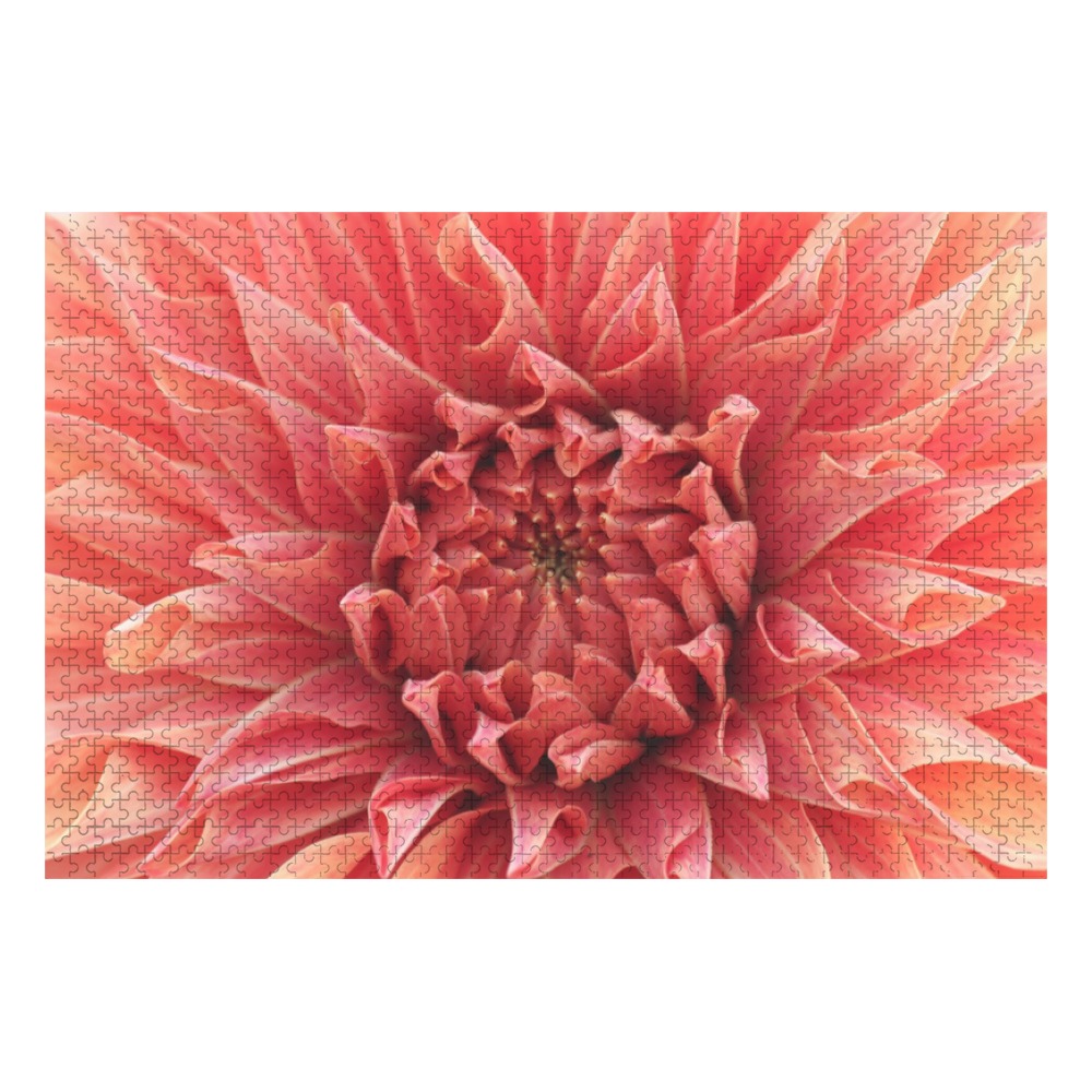 Bright Red Dahlia Flower 1000-Piece Wooden Photo Puzzles | ID: D6381652