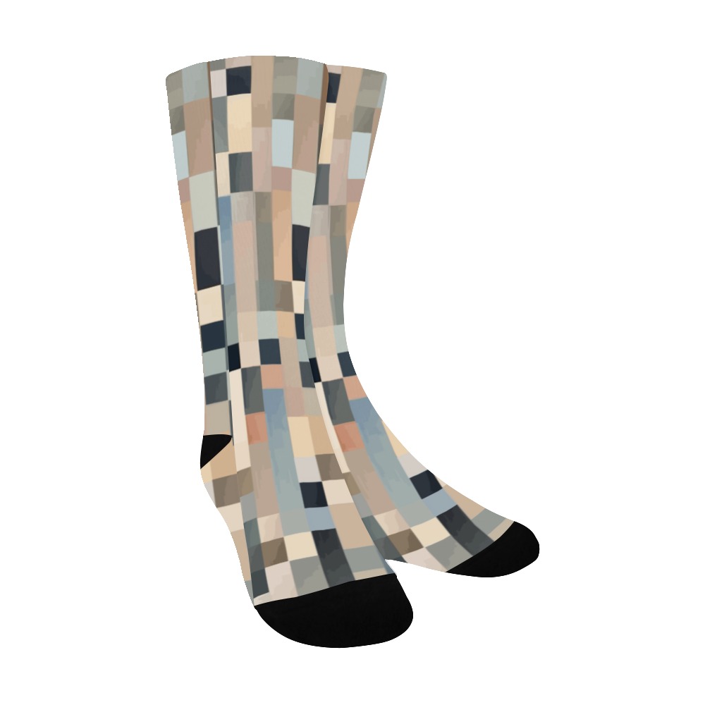 Checkered pattern of rectangular and square shapes Men's Custom Socks ...