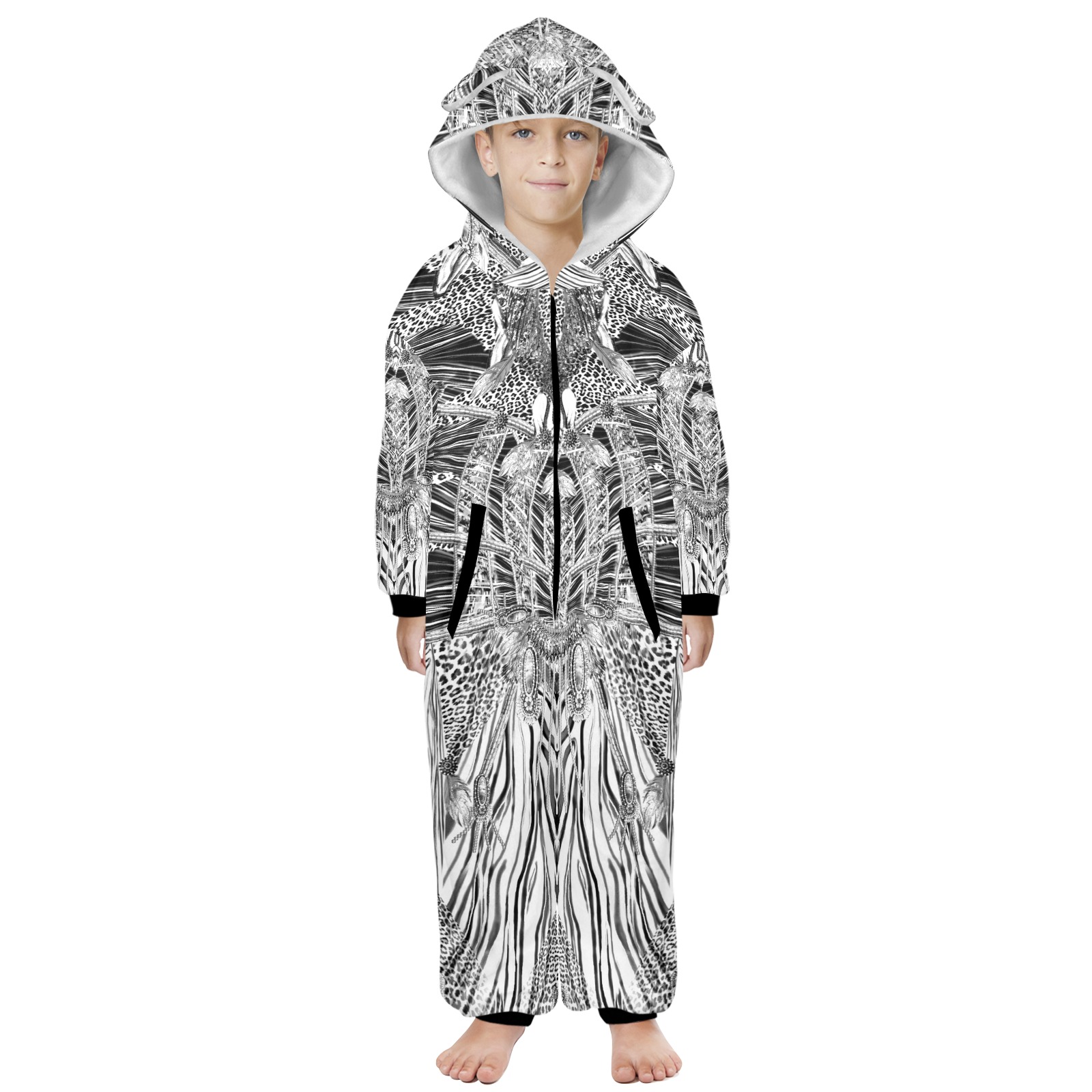 Crazy zebra 2 - 6 One-Piece Zip Up Hooded Pajamas for Big Kids | ID ...