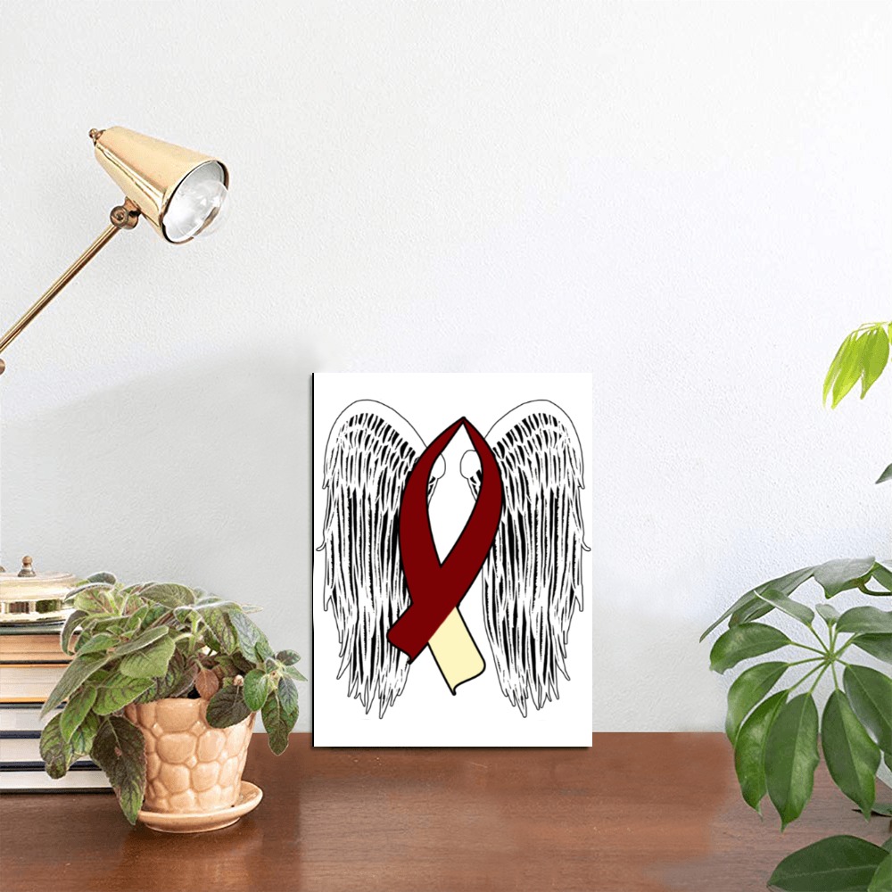 Winged Awareness Ribbon (Burgundy & Cream) Photo Panel for Tabletop ...