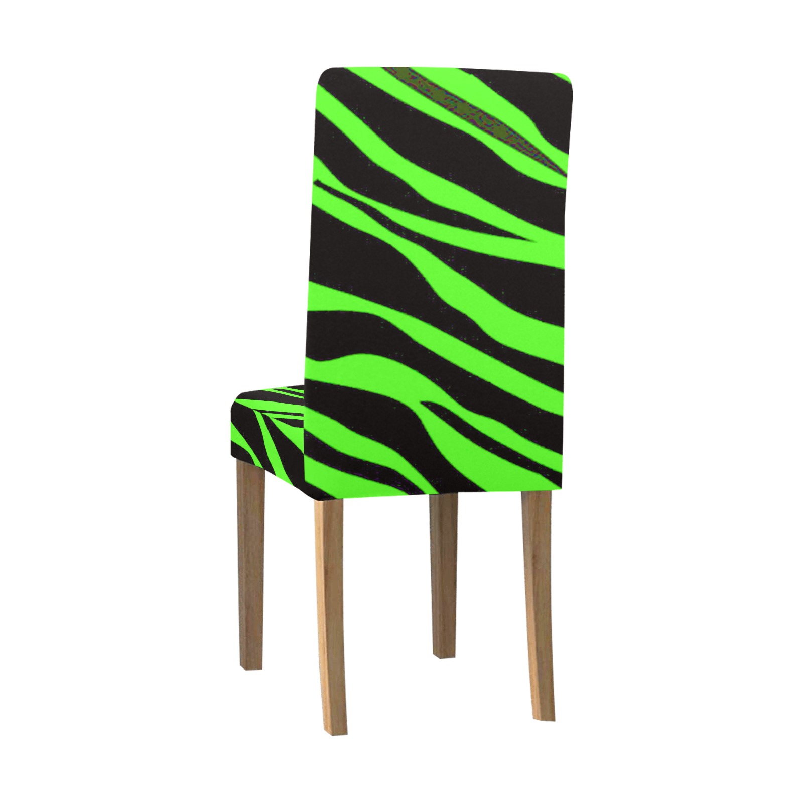 Neon Green Zebra Stripes Removable Dining Chair Cover | ID: D6458007