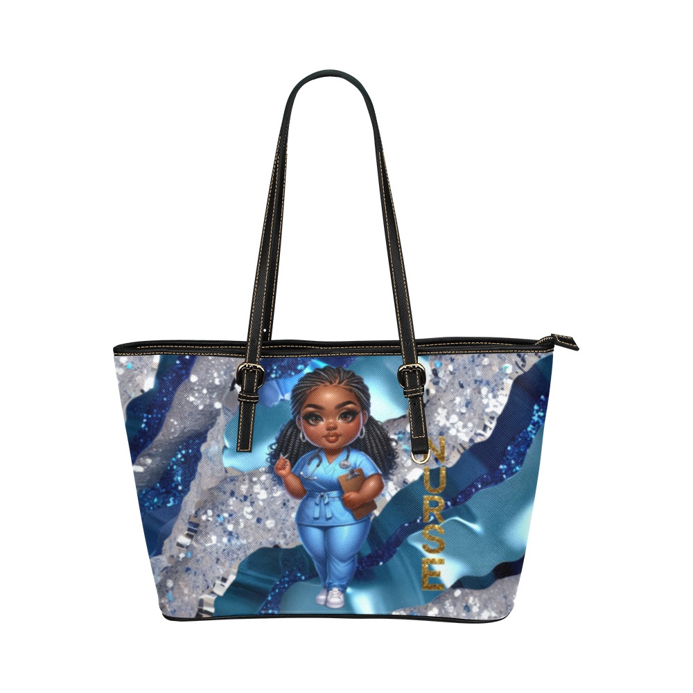 blue marble nurse bag Leather Tote Bag/Large (Model 1651) | ID: D7454298