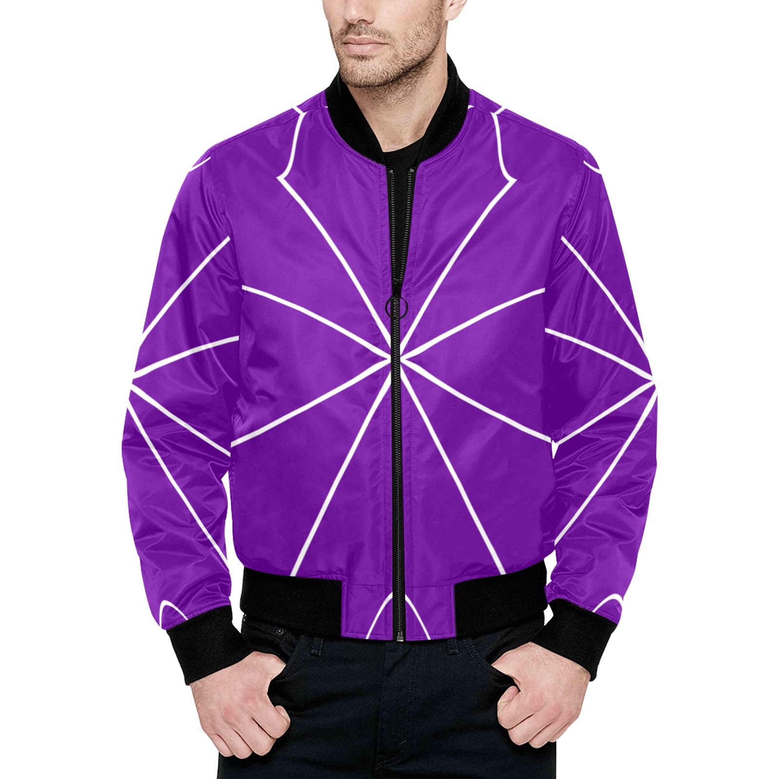 White Interlocking Triangles Starred purple All Over Print Quilted ...