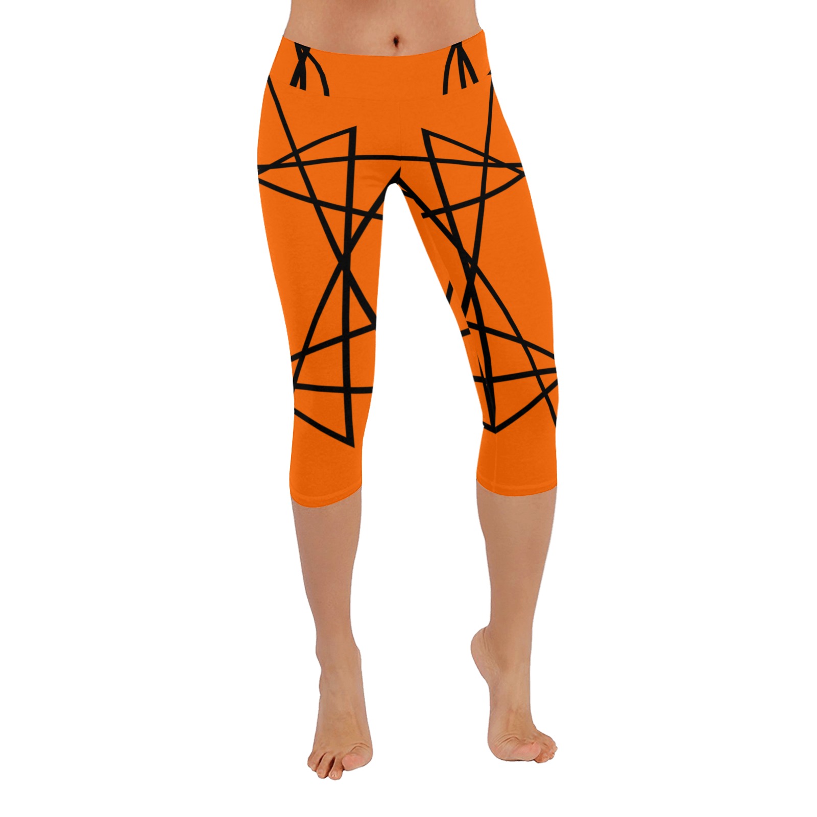 Black Interlocking Triangles2 Funhouse orange Women's Low Rise Capri ...