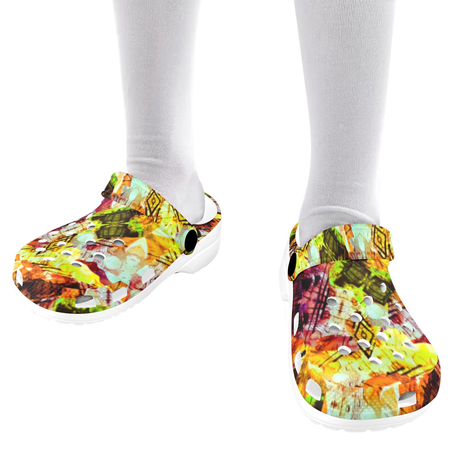 Graffiti Style - Markings on Watercolors Custom Print Foam Clogs for ...