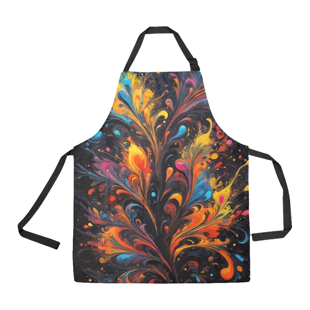 Splendid decorative floral figures on dark art. All Over Print Apron ...
