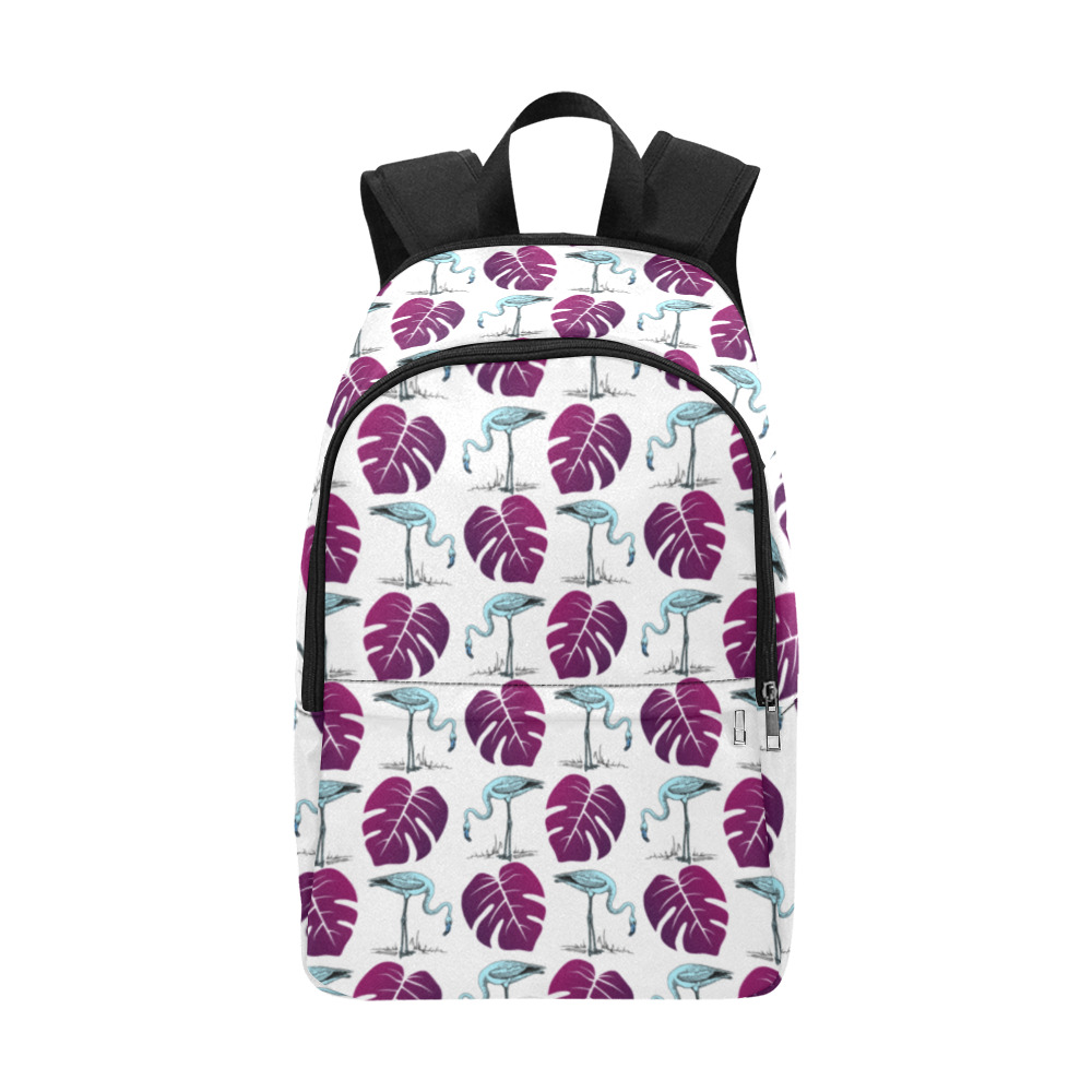 flamingo leaf patttern blue Fabric Backpack for Adult (Model 1659) | ID ...