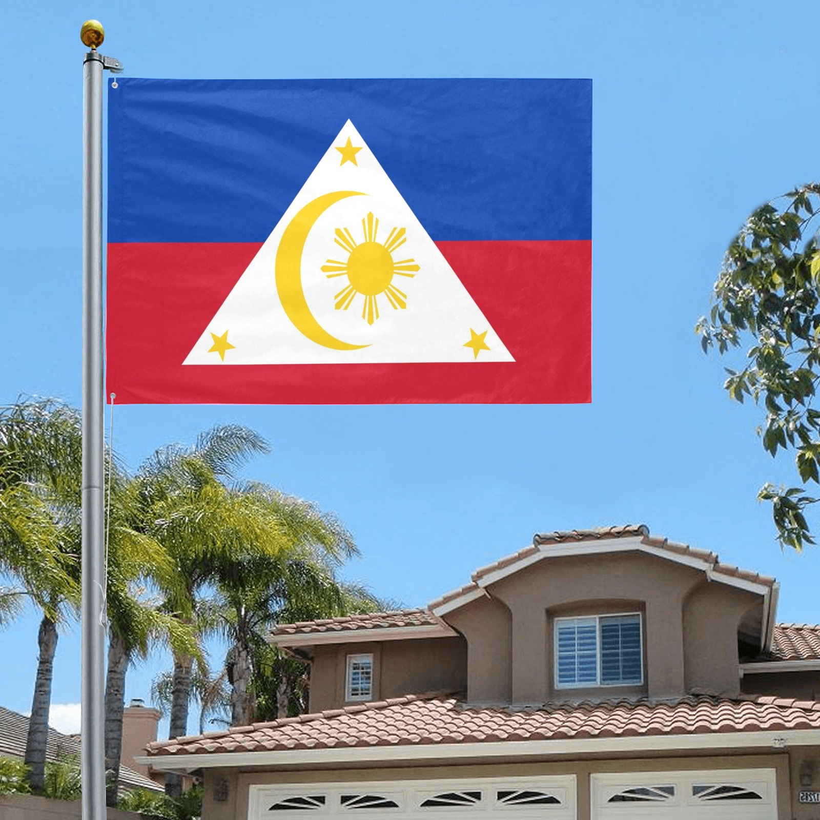 Philippines Flag Variant Triangle Crest Garden Flag 70"x47" | ID: D5751795