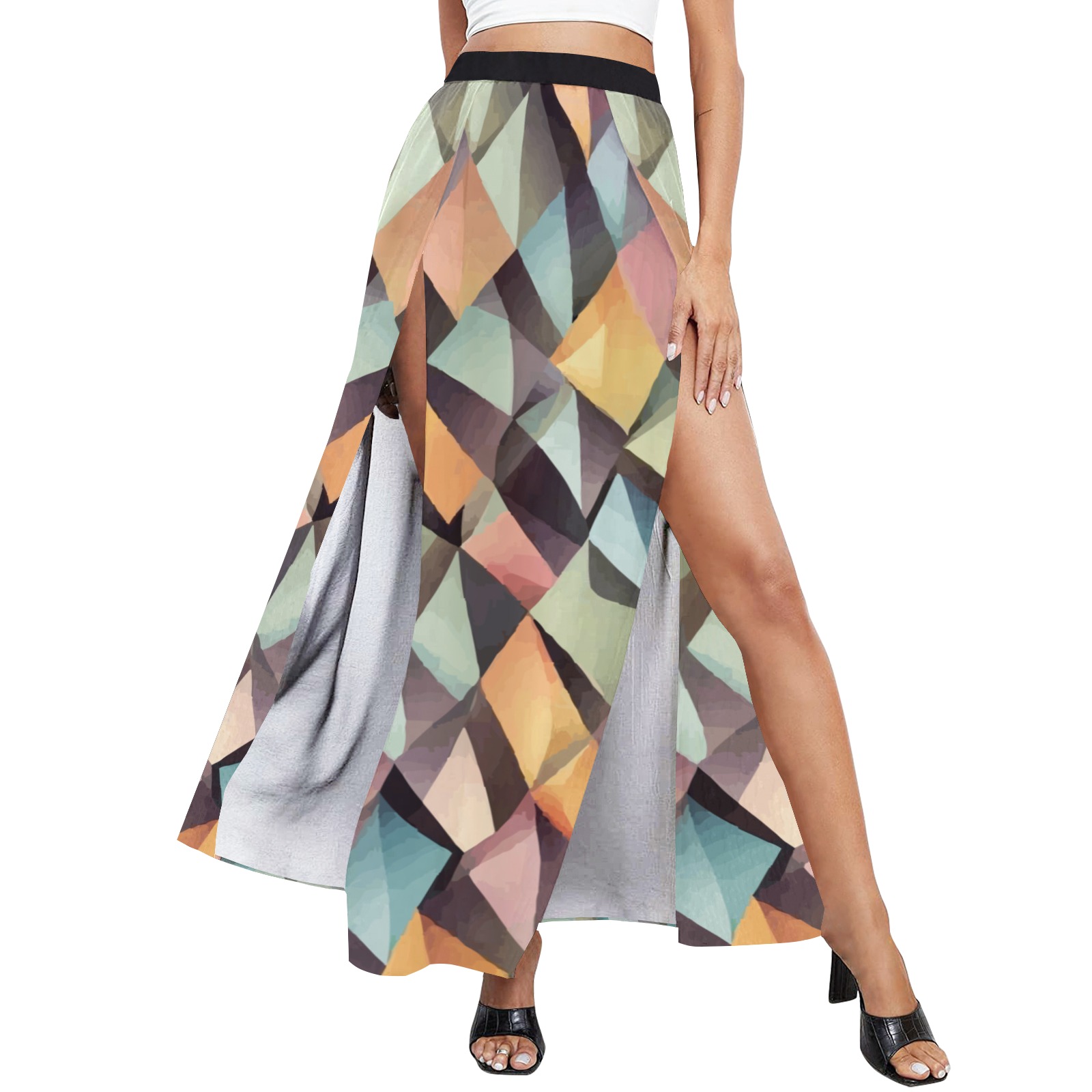 Geometrical shapes, scale pattern, beautiful art. High Slit Long Beach ...