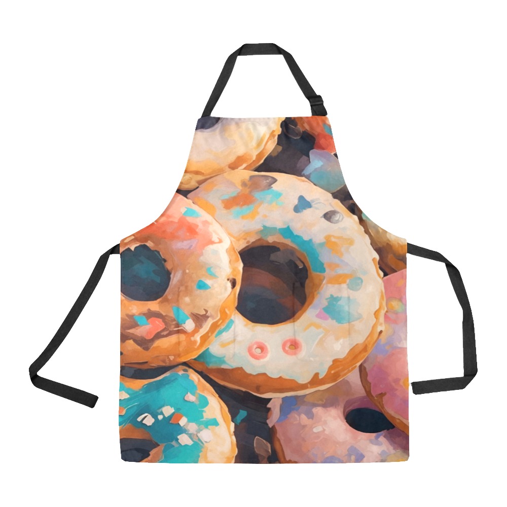 A pile of sweet donuts decorated with frosting. All Over Print Apron ...