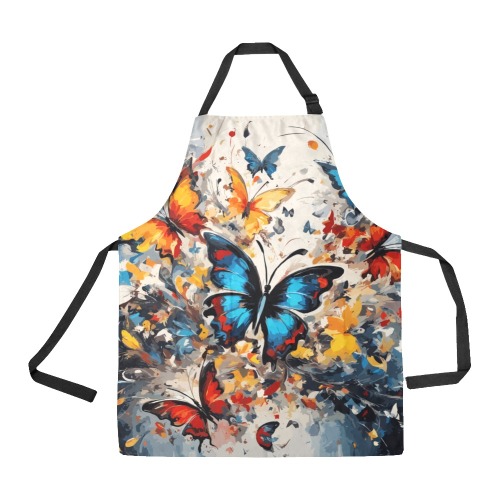 Fantastic blue, red, yellow butterflies art All Over Print Apron | ID ...