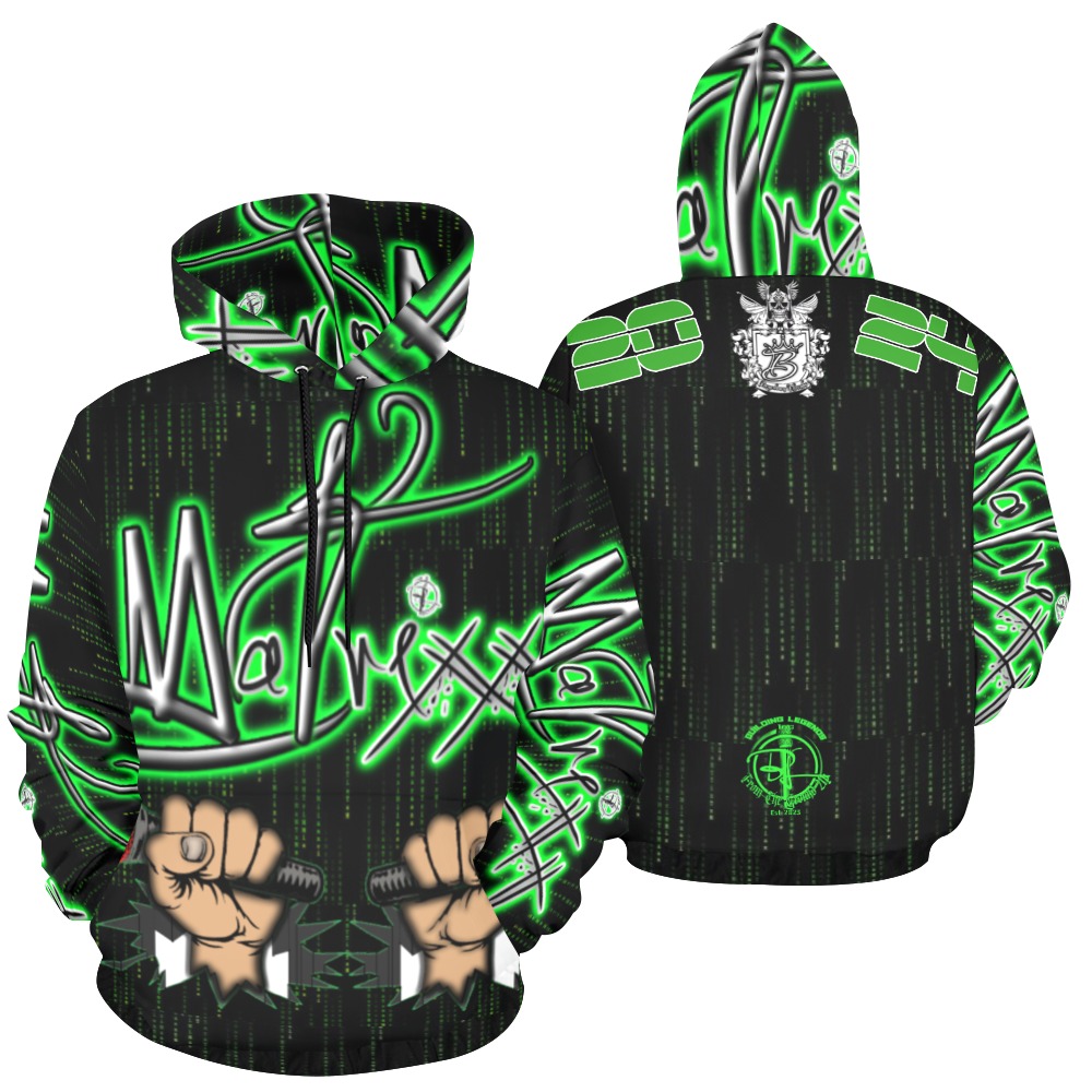 MaTrixx Black Green 2024 Hoodie All Over Print Hoodie for Men (USA Size ...