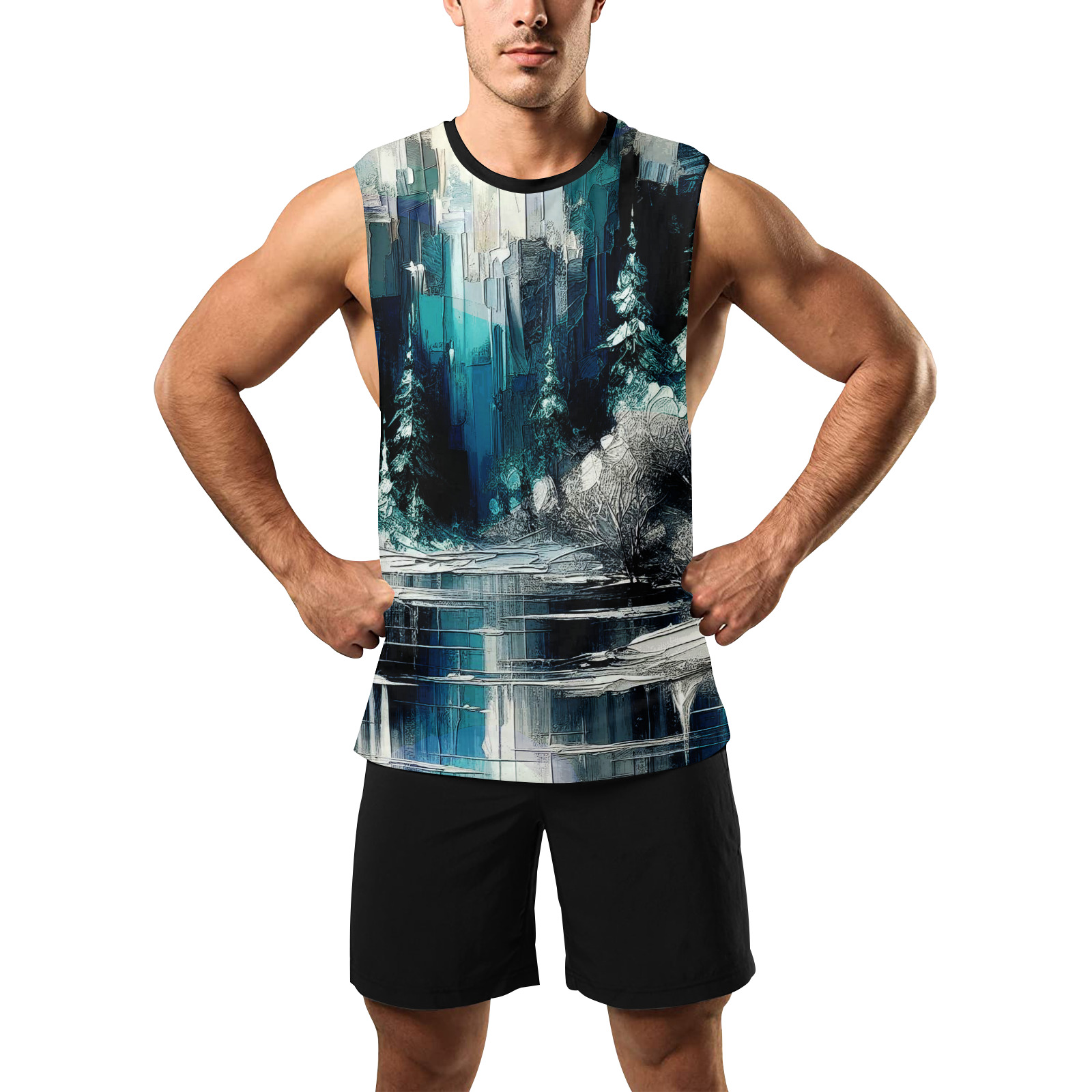 Painted City Winter Scene 1006 Men's Open Sides Workout Tank Top (Model ...
