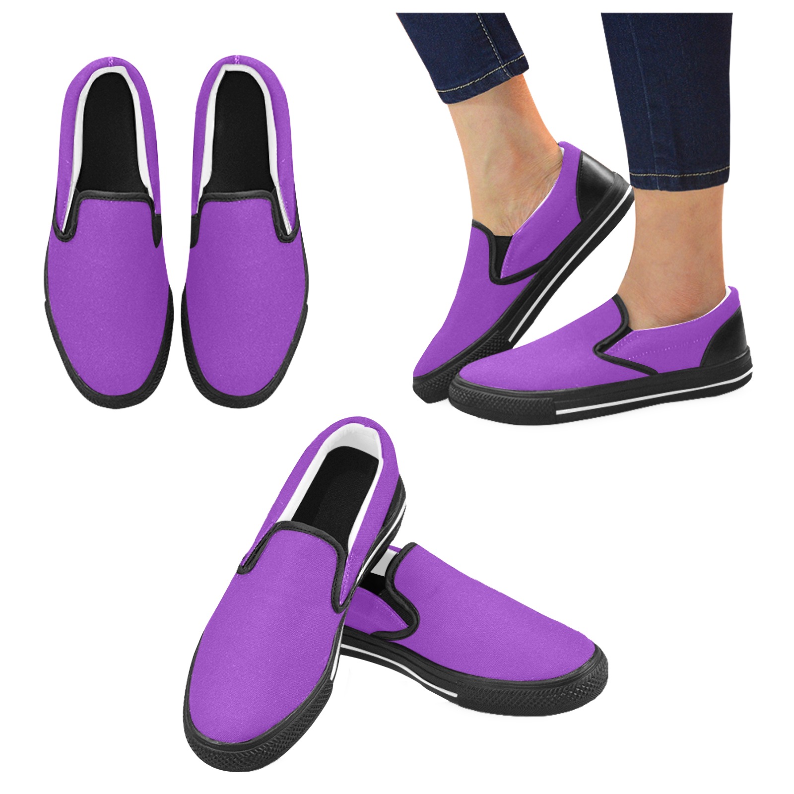 color dark orchid Men's Slip-on Canvas Shoes (Model 019) | ID: D5623747