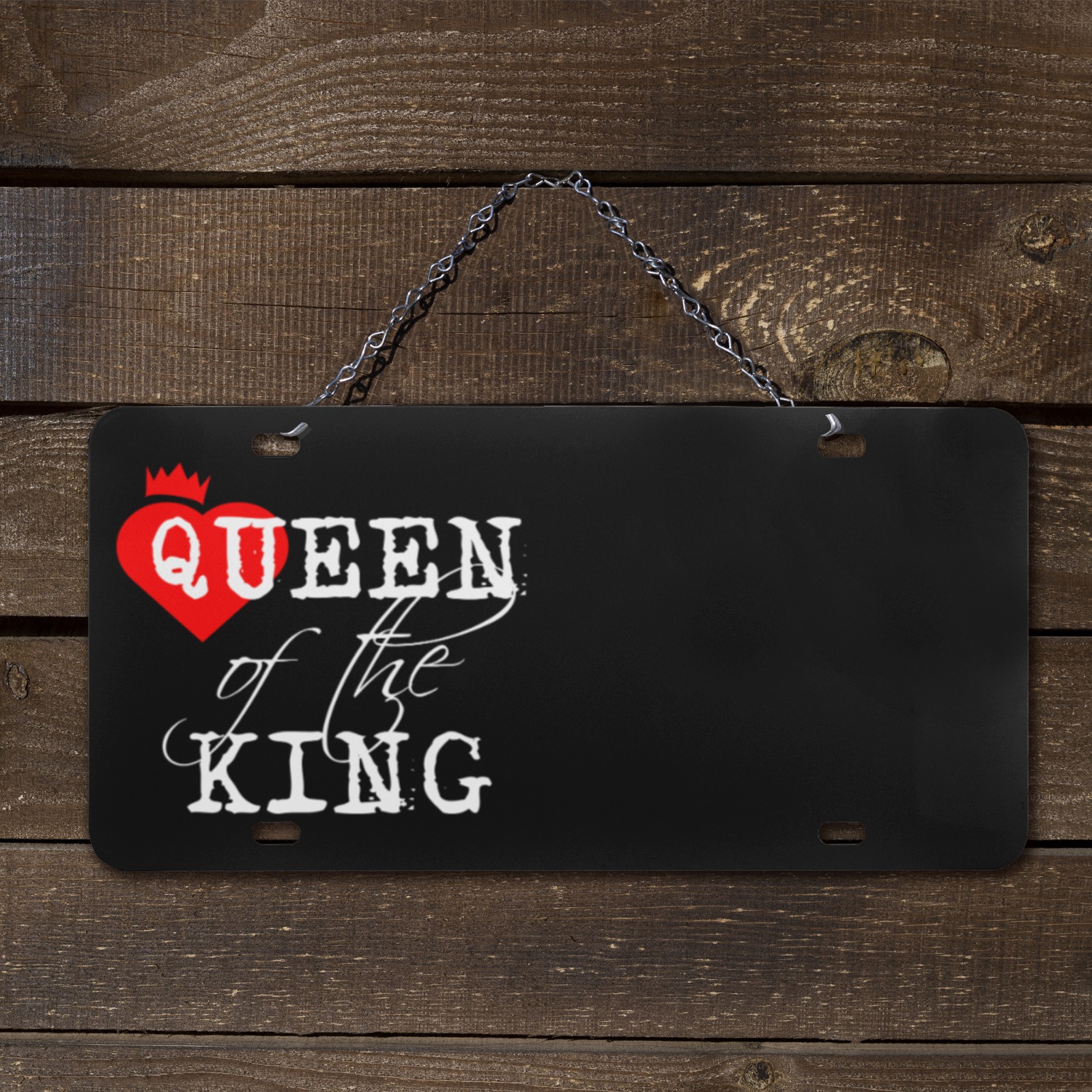 Queen of the king white text and red heart art. Custom License Plate ...