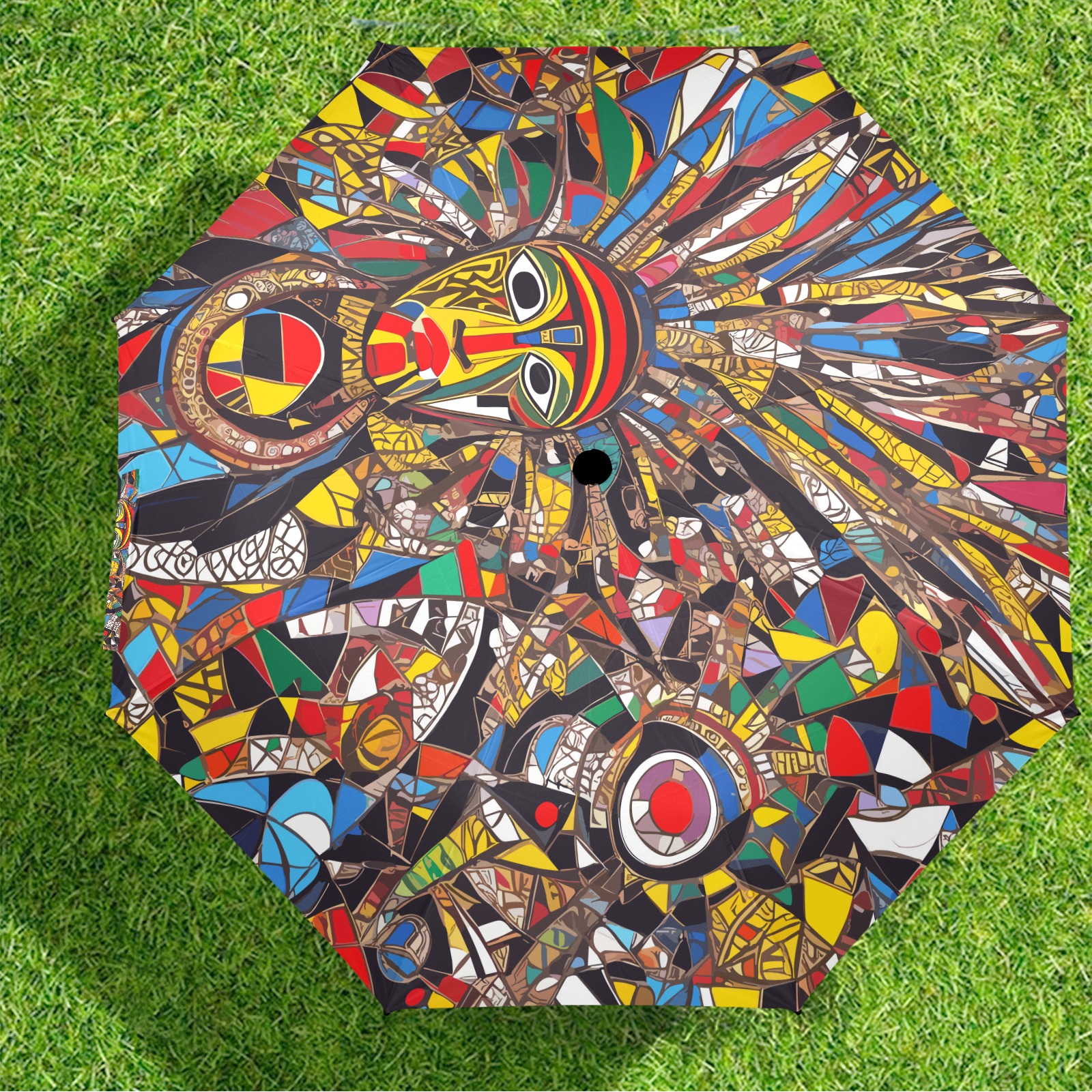 Abstract African mask with feathers colorful art. Semi-Automatic ...