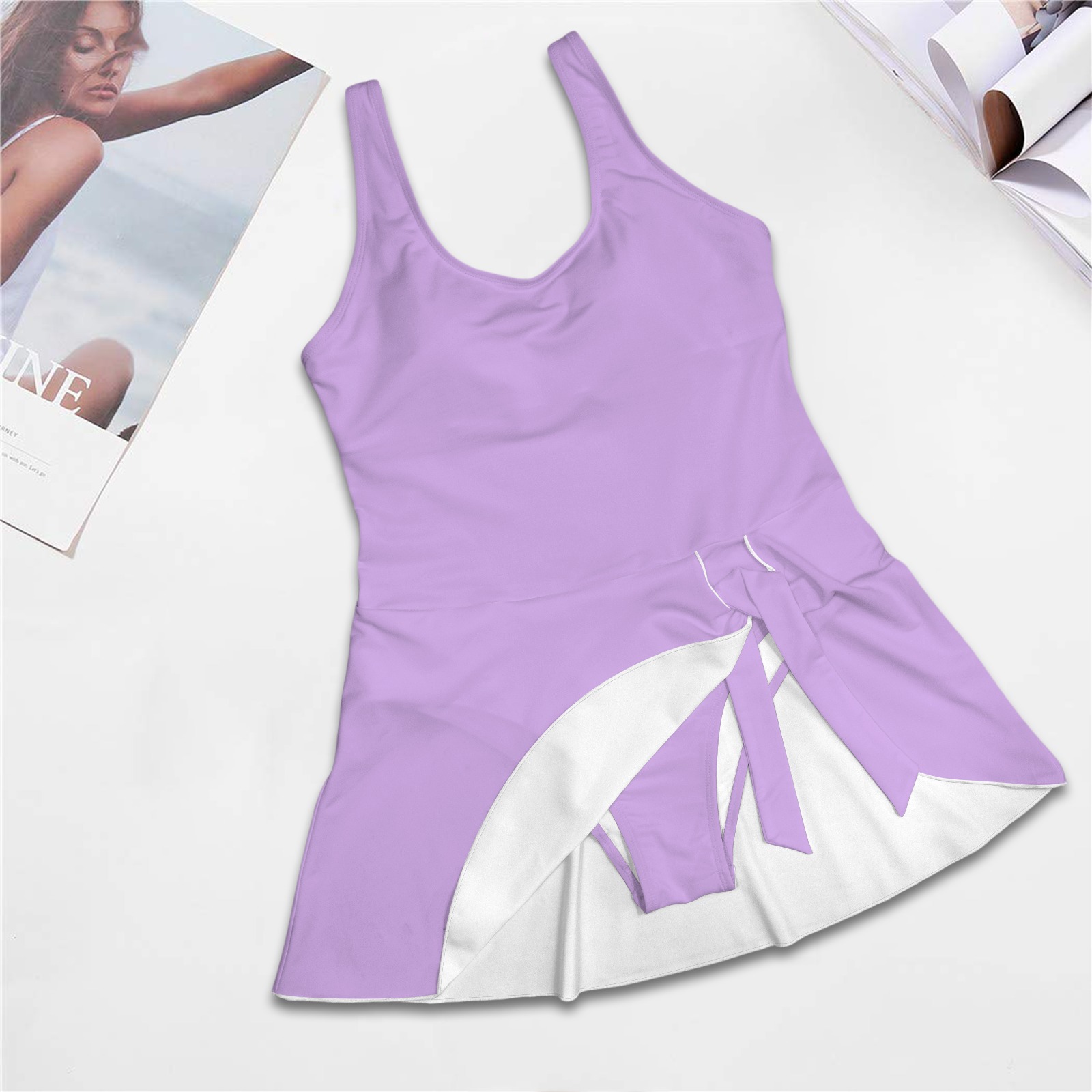 Luscious Lavender Hex #CCA3E7 Women's One Piece Skirted Swimsuit (Model ...