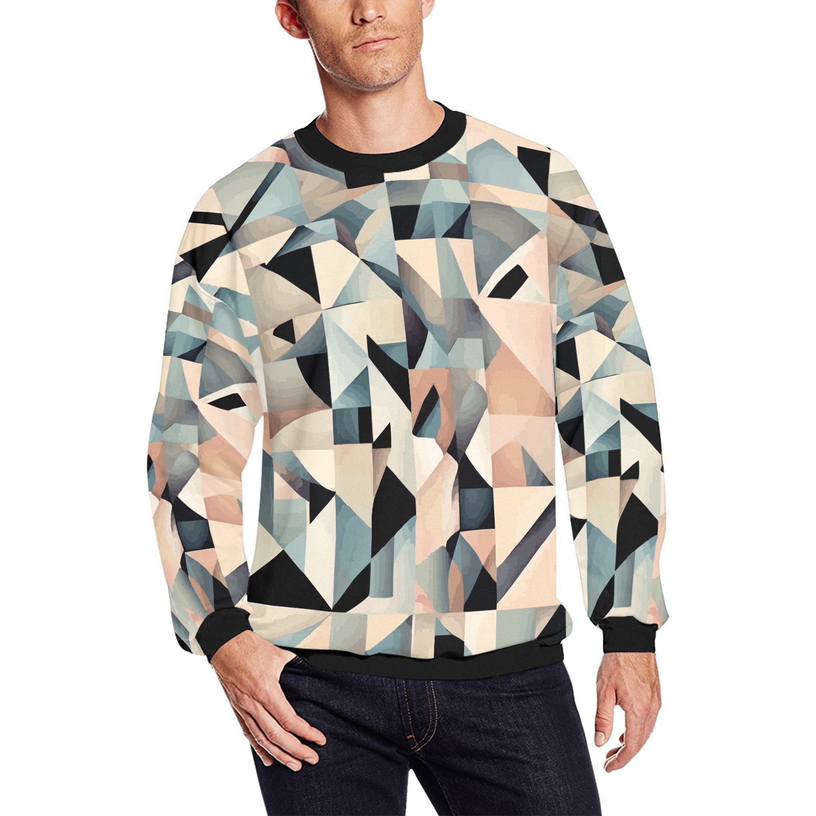 Modern abstract geometric pattern of pastel colors Men's Oversized ...