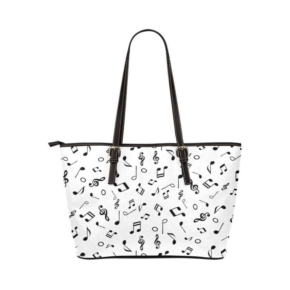musical notes Leather Tote Bag/Large (Model 1651) | ID: D6452675