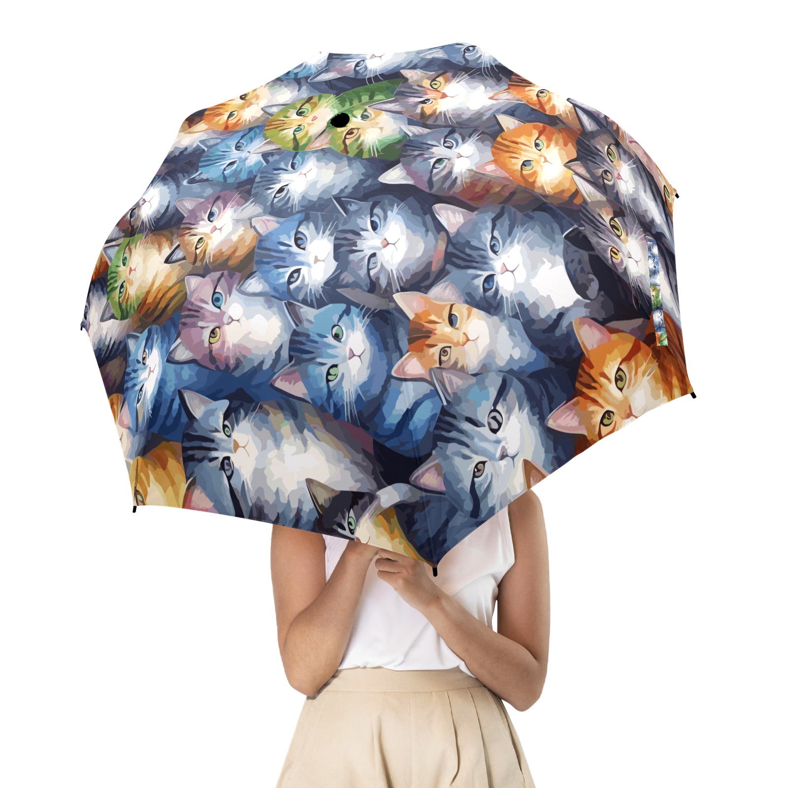 Charming pattern of colorful cat animals cool art. Semi-Automatic ...