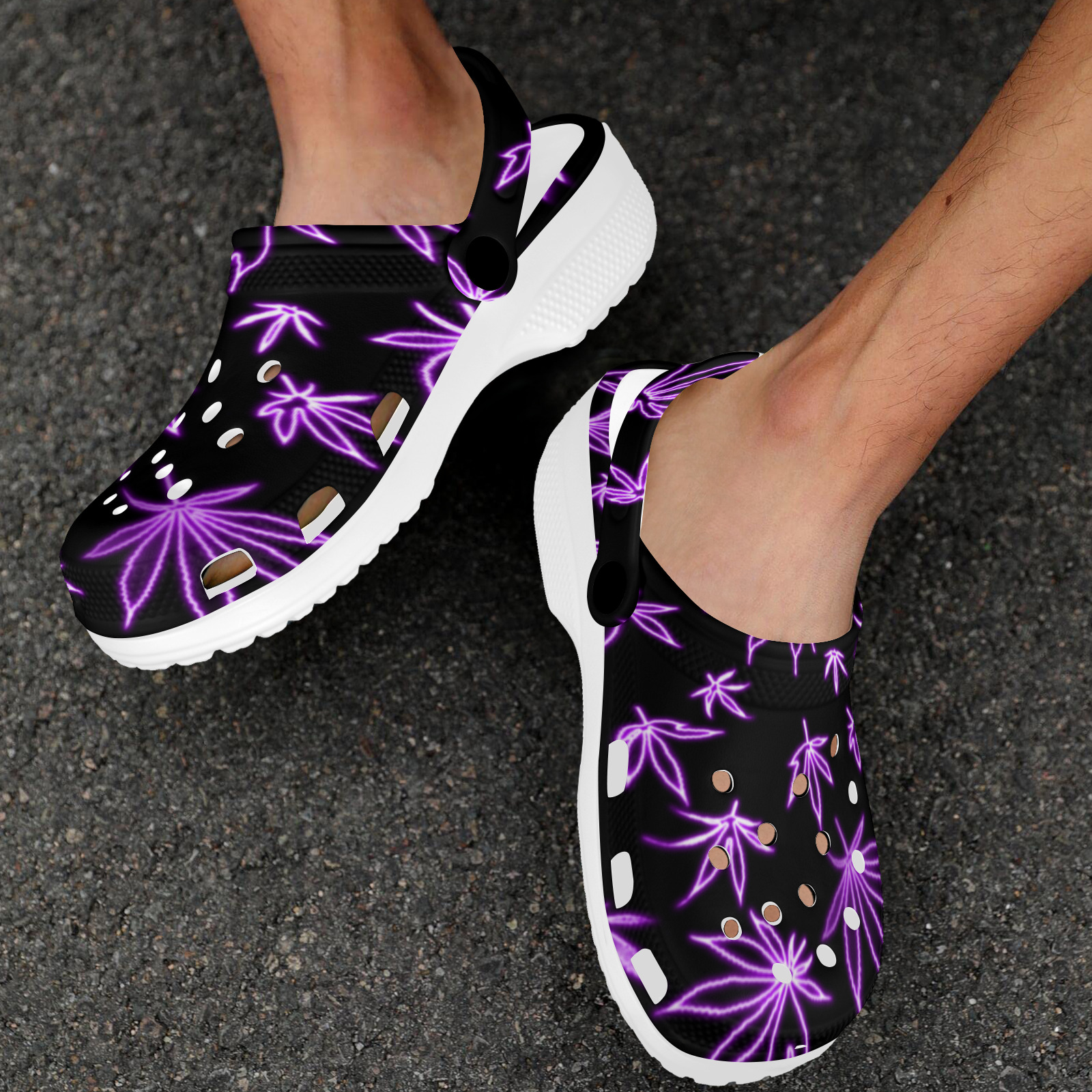 neon pot purple Custom Print Foam Clogs for Adults | ID: D6790907