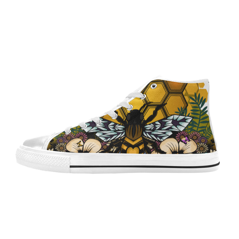 Queen Of Bees Women's Classic High Top Canvas Shoes (Model 017) | ID ...