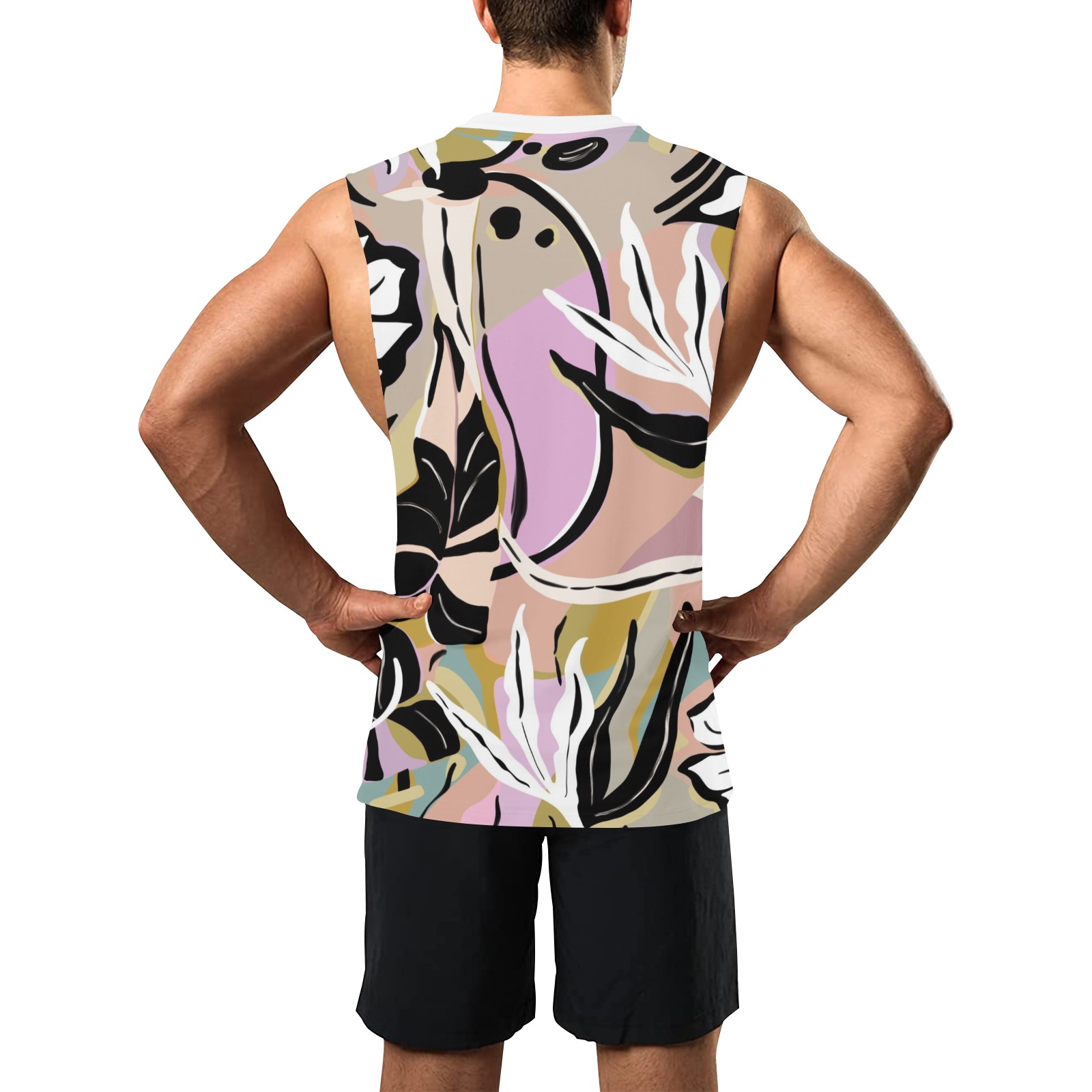 Tropical modern simple graphic Men's Open Sides Workout Tank Top (Model ...