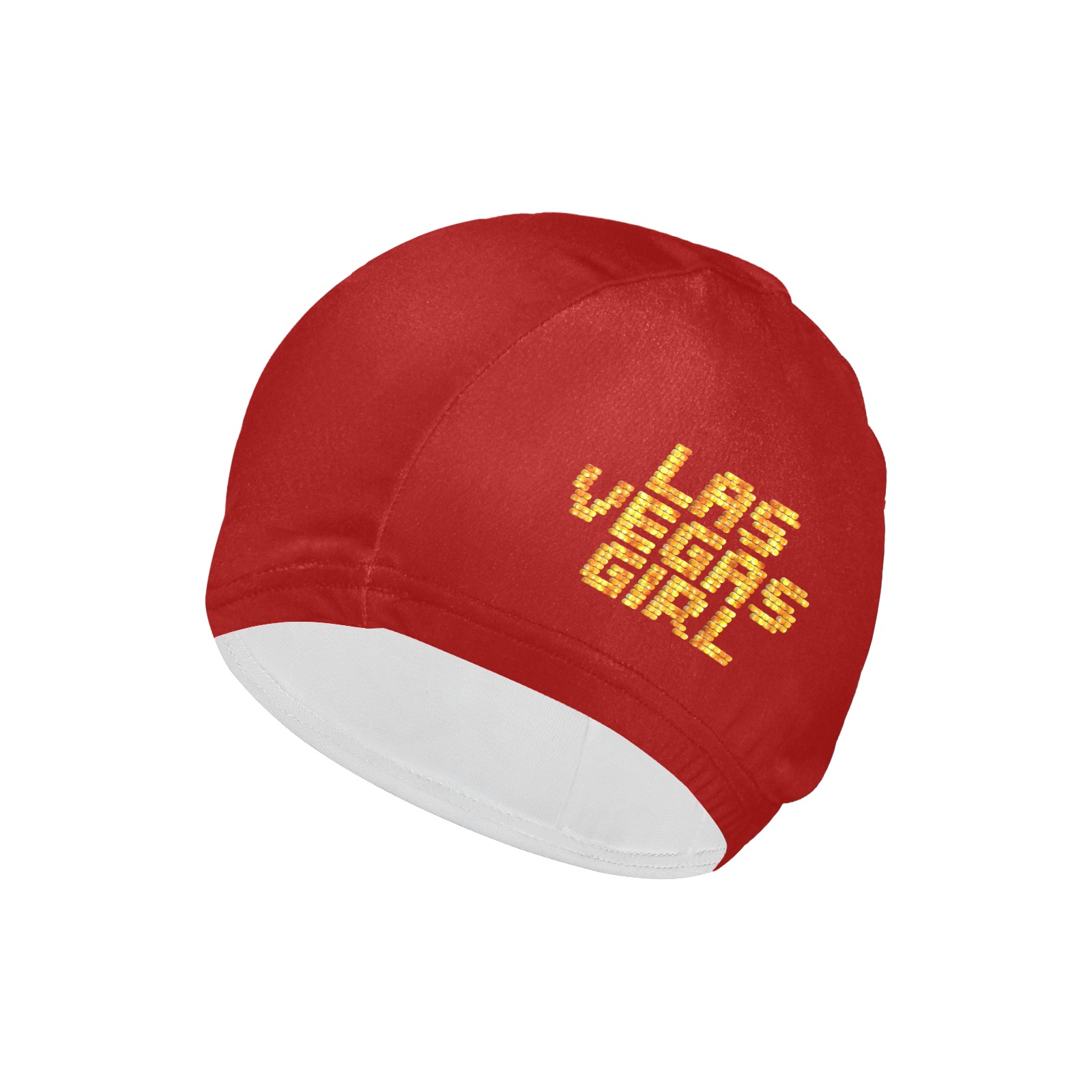 LAS VEGAS GIRL Neon on Red Swim Cap | ID: D6001812