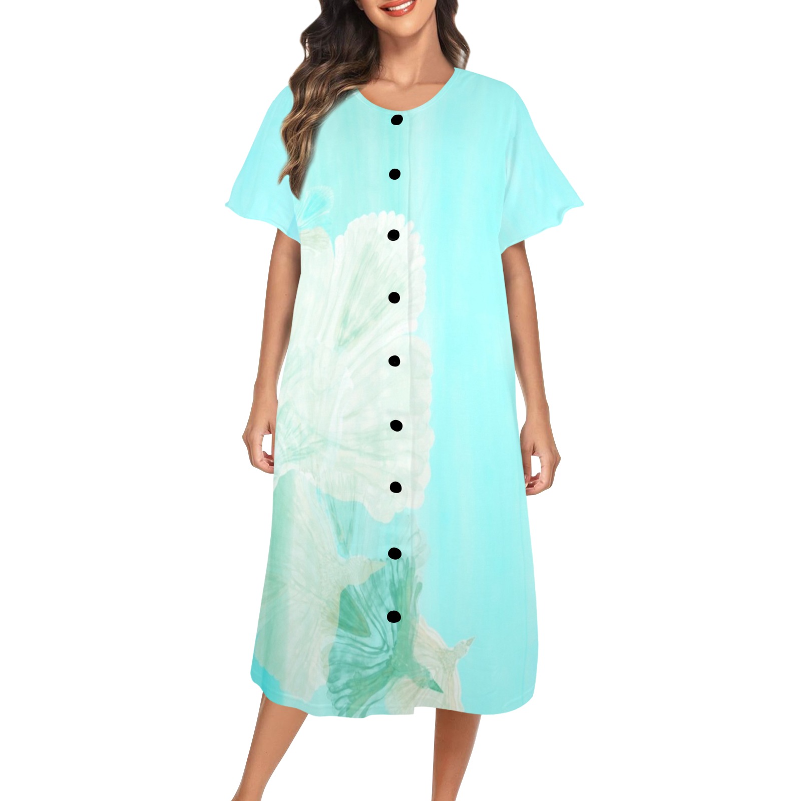 l envol 11 Women's Button Front House Dress | ID: D6848350