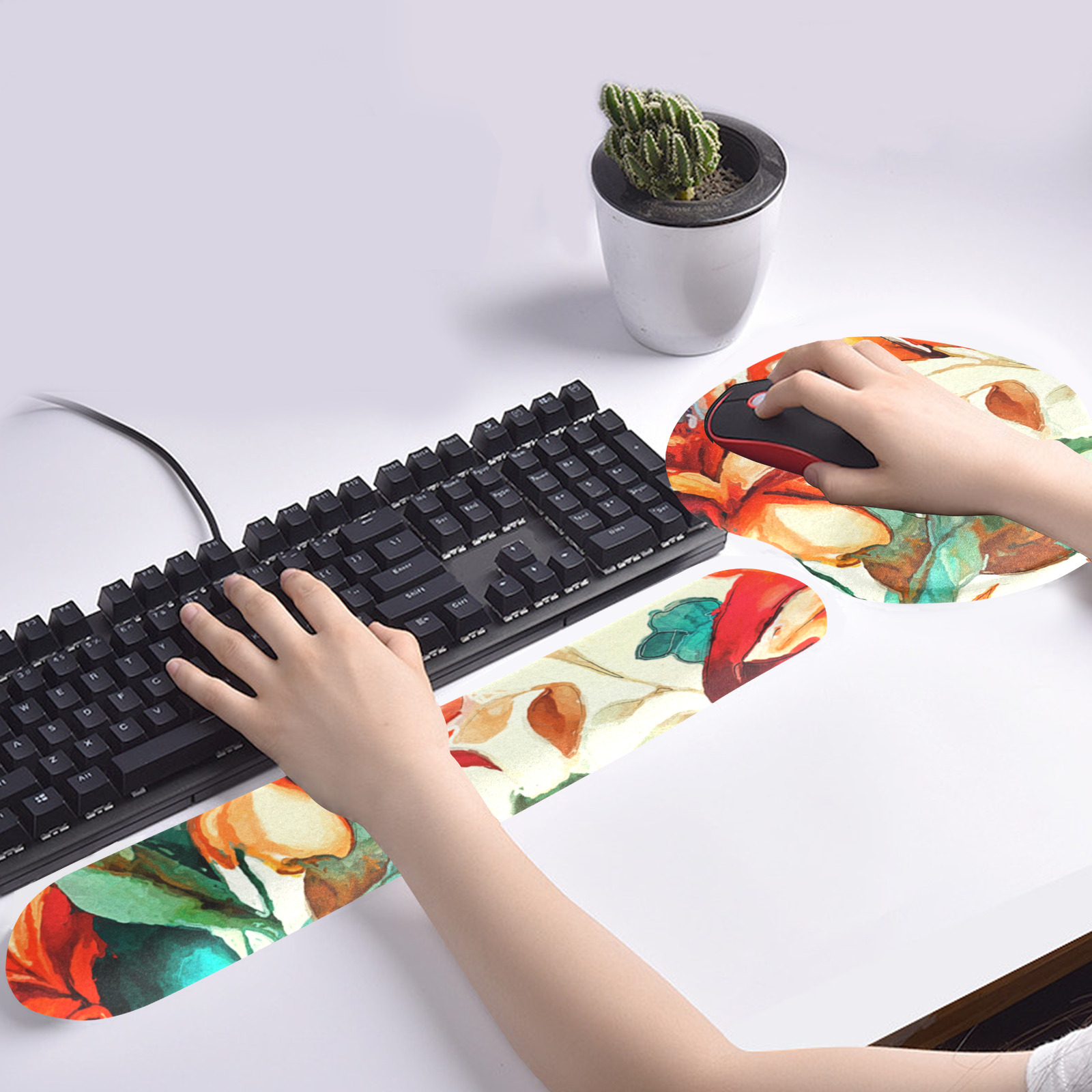 flowers botanic art (1) keyboard mouse pad set Keyboard Mouse Pad Set ...