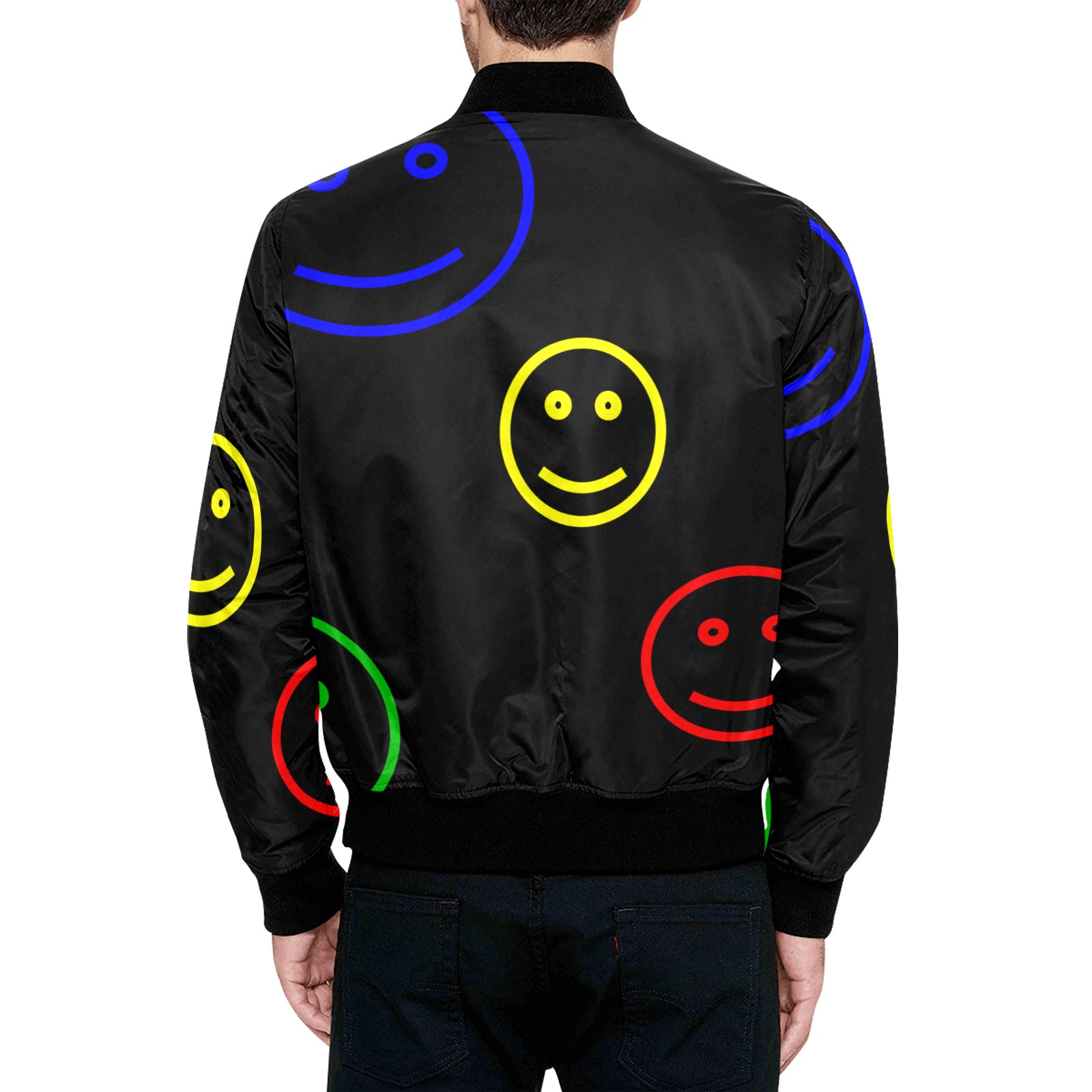 Smileys All Over Print Quilted Bomber Jacket for Men (Model H33) | ID ...