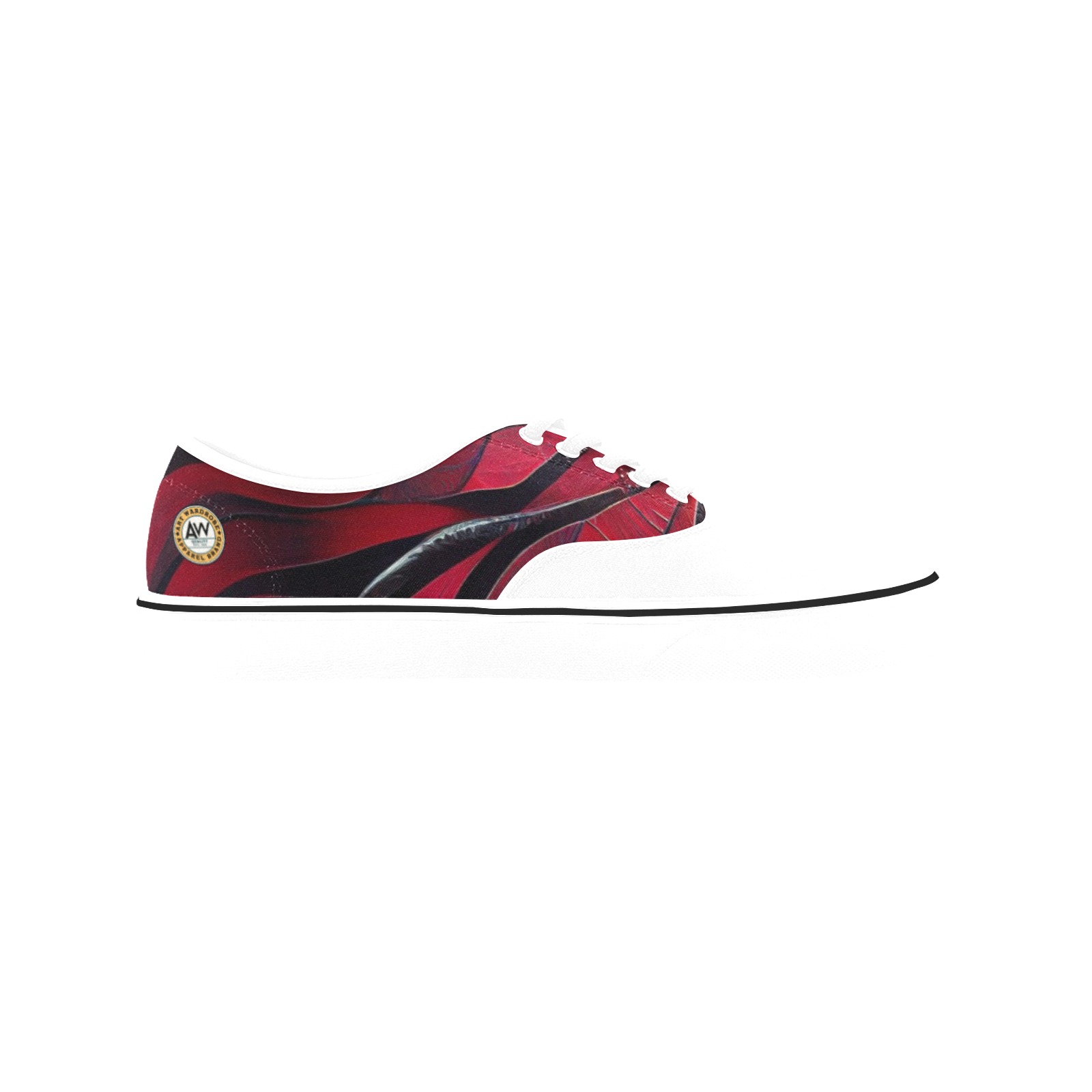 red curved pattern Classic Men's Canvas Low Top Shoes (Model E001-4) | ID: D6456252