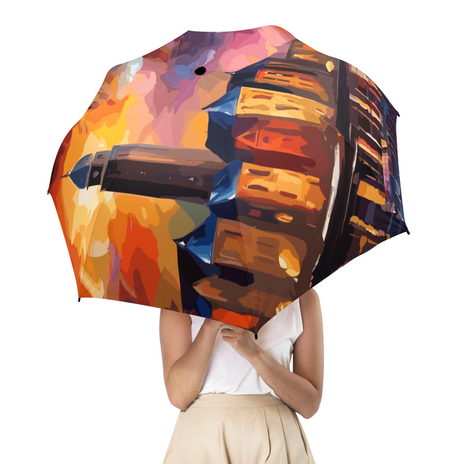 Fantasy city, tower, dramatic clouds, sea, sunset. Semi-Automatic ...