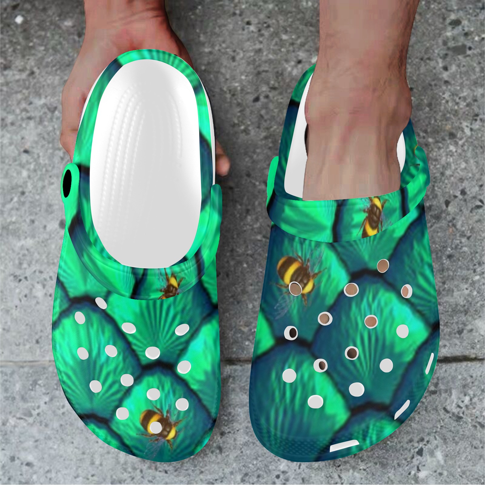 Mermaid Bees Custom Print Foam Clogs for Adults | ID: D6947116