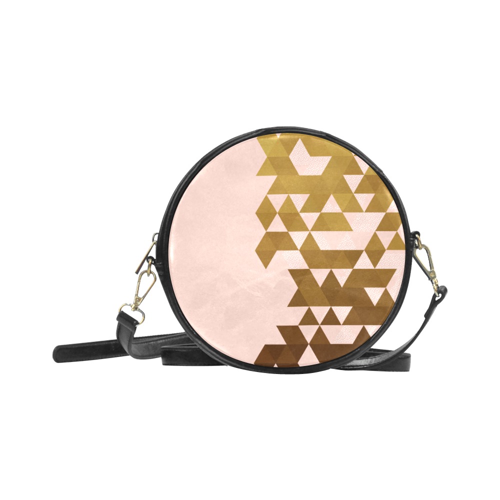 Mosaic of golden triangles Round Sling Bag (Model 1647) | ID: D6724023