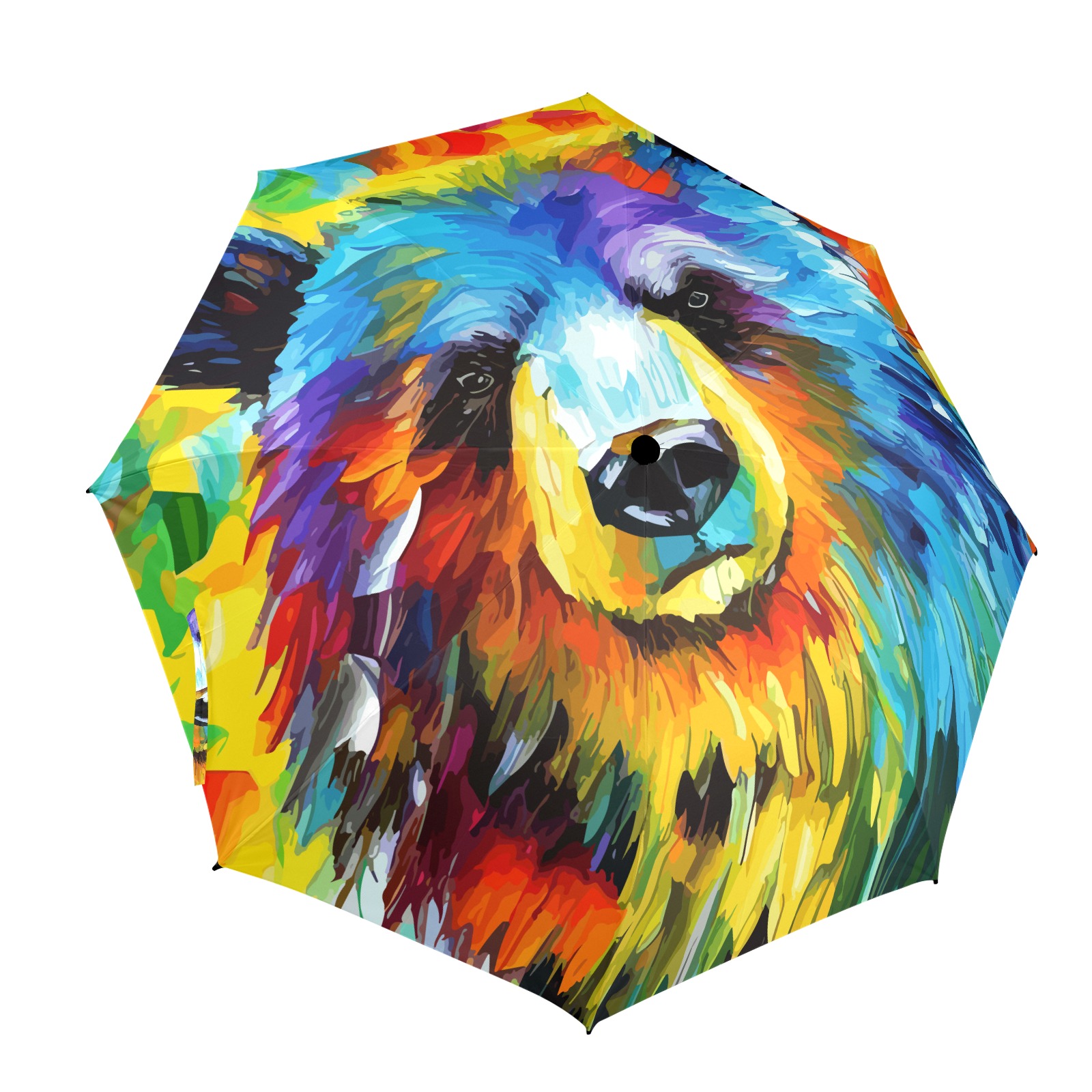 Bear Funny Colorful Animal Art Semi-Automatic Foldable Umbrella (Model ...