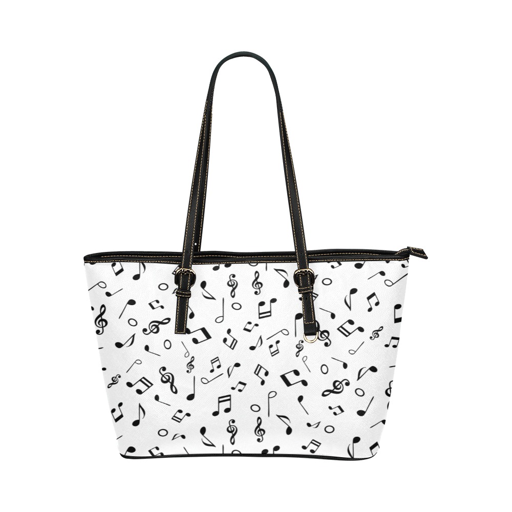 musical notes Leather Tote Bag/Large (Model 1651) | ID: D6452675